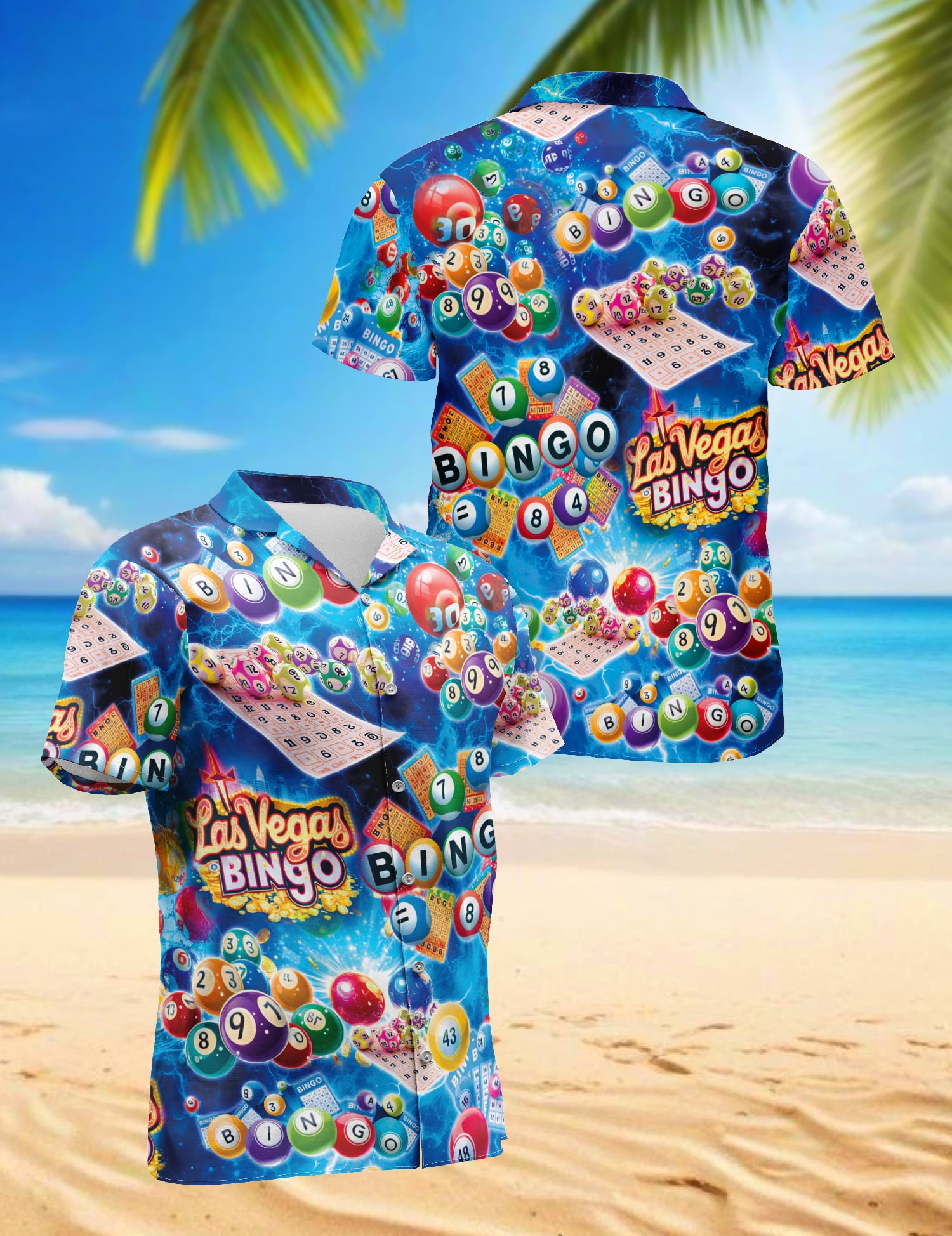 Bingo Hawaiian Shirt for Men, Vintage Style, Button Down Summer Beach ...
