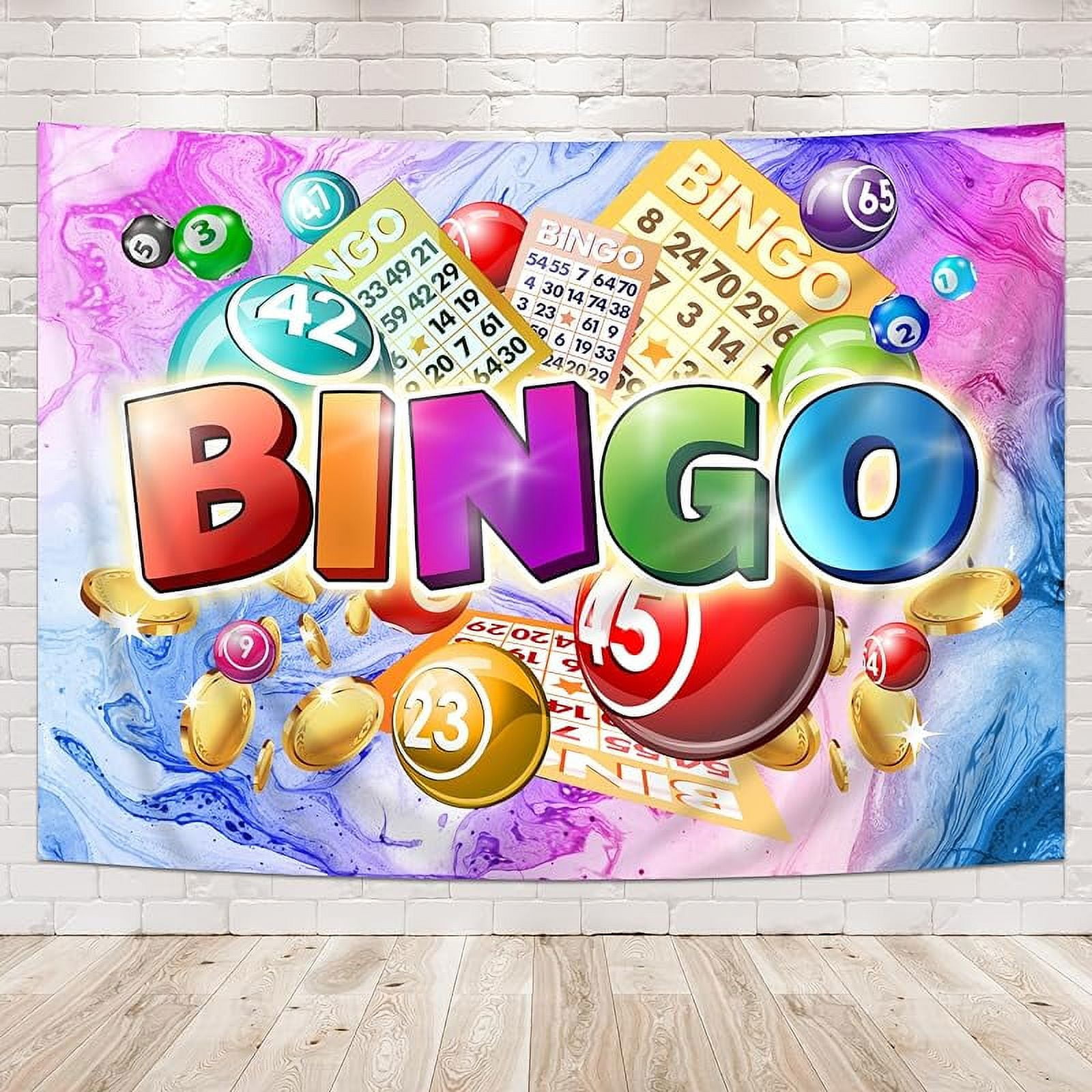 Bingo Night Backdrop Photography Game Time Colorful Billiard Cards ...