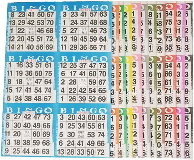 Bingo Paper Game Cards – 6 Card – 10 Bingo Sheets – 100 Books – 10 ...