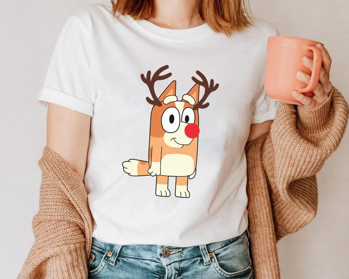Bingo Reindeer Christmas Shirt, Cute Red Nose Bingo T-Shirt, Bluey ...