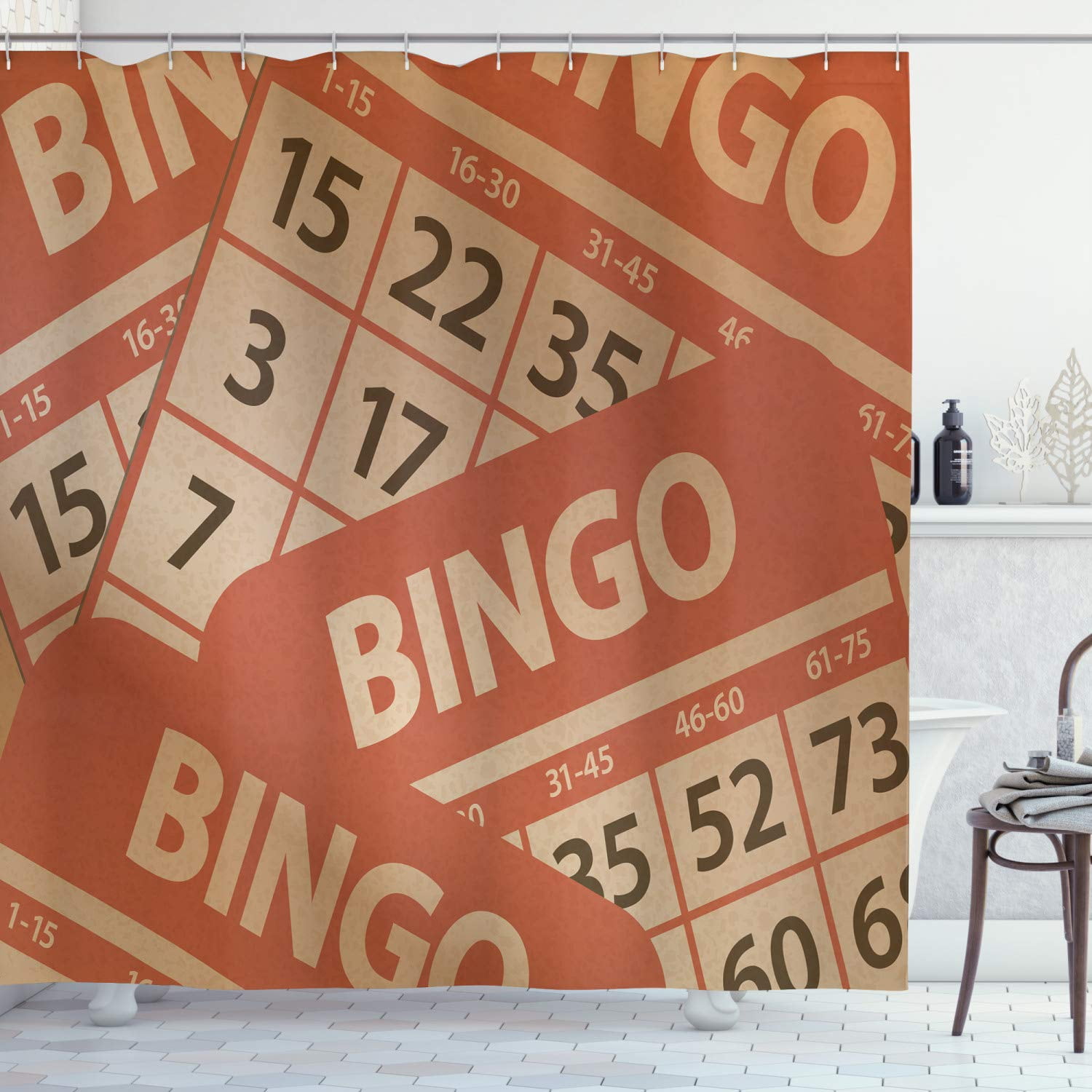 Bingo Shower Curtain Colorful Bingo Balls on Over Yellow Bursting ...