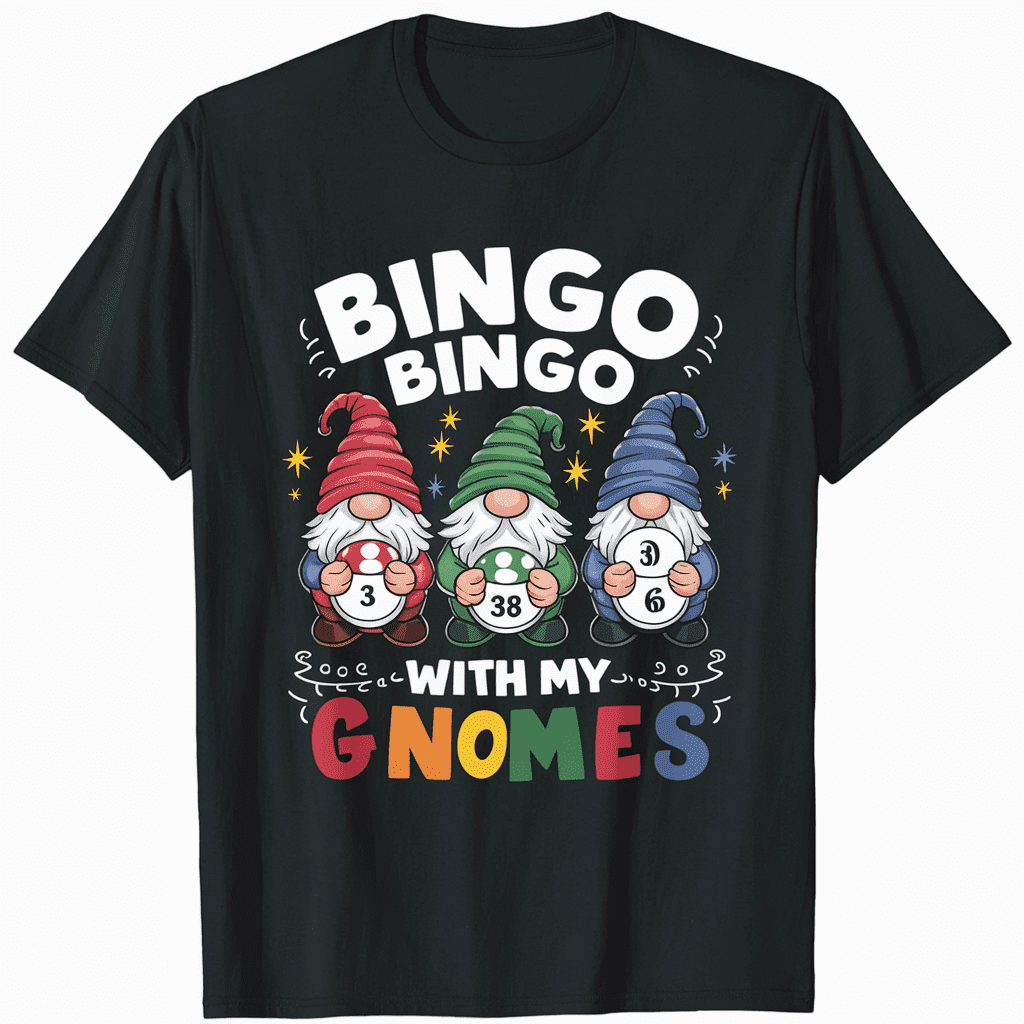 Bingo With My Gnomies Funny Bingo Gnome T-Shirt - Walmart.com