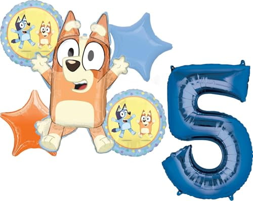 Bingo and Bluey 5th Birthday Party Supplies Balloon Bouquet Decorations ...