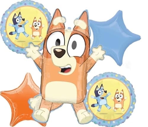 Bingo and Bluey Birthday Party Supplies Balloon Bouquet Decorations 5pc ...