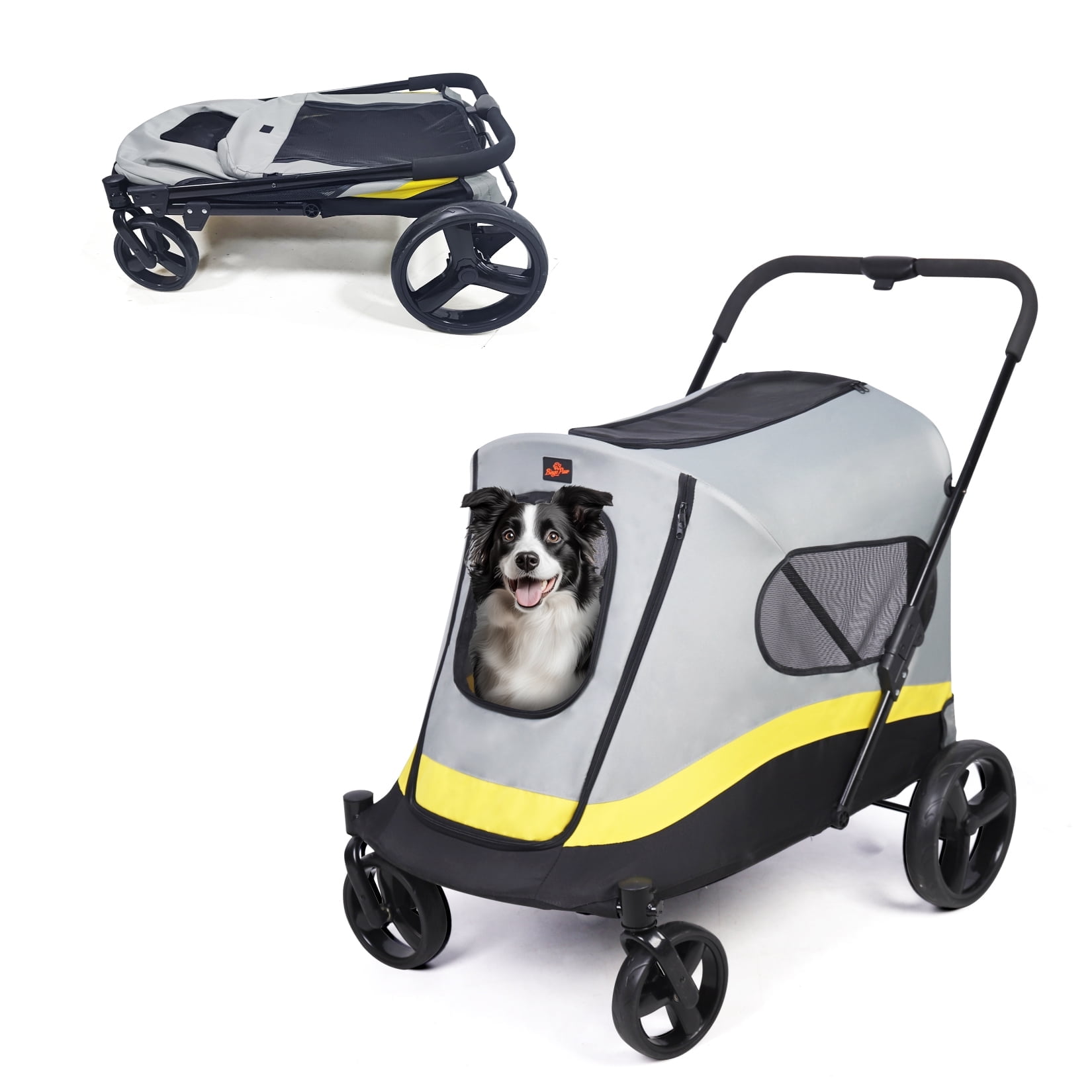 BingoPaw Folding Portable Extra Large Dog Stroller Dog Buggy 4 Wheels ...