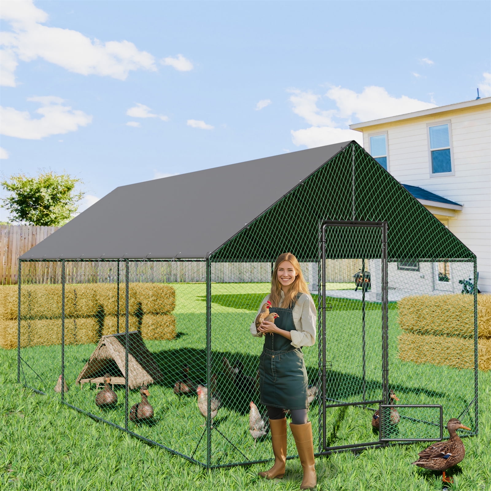 BingoPaw Outdoor Chicken Run Coop Large Walk-in Poultry Cage Duck Goose ...