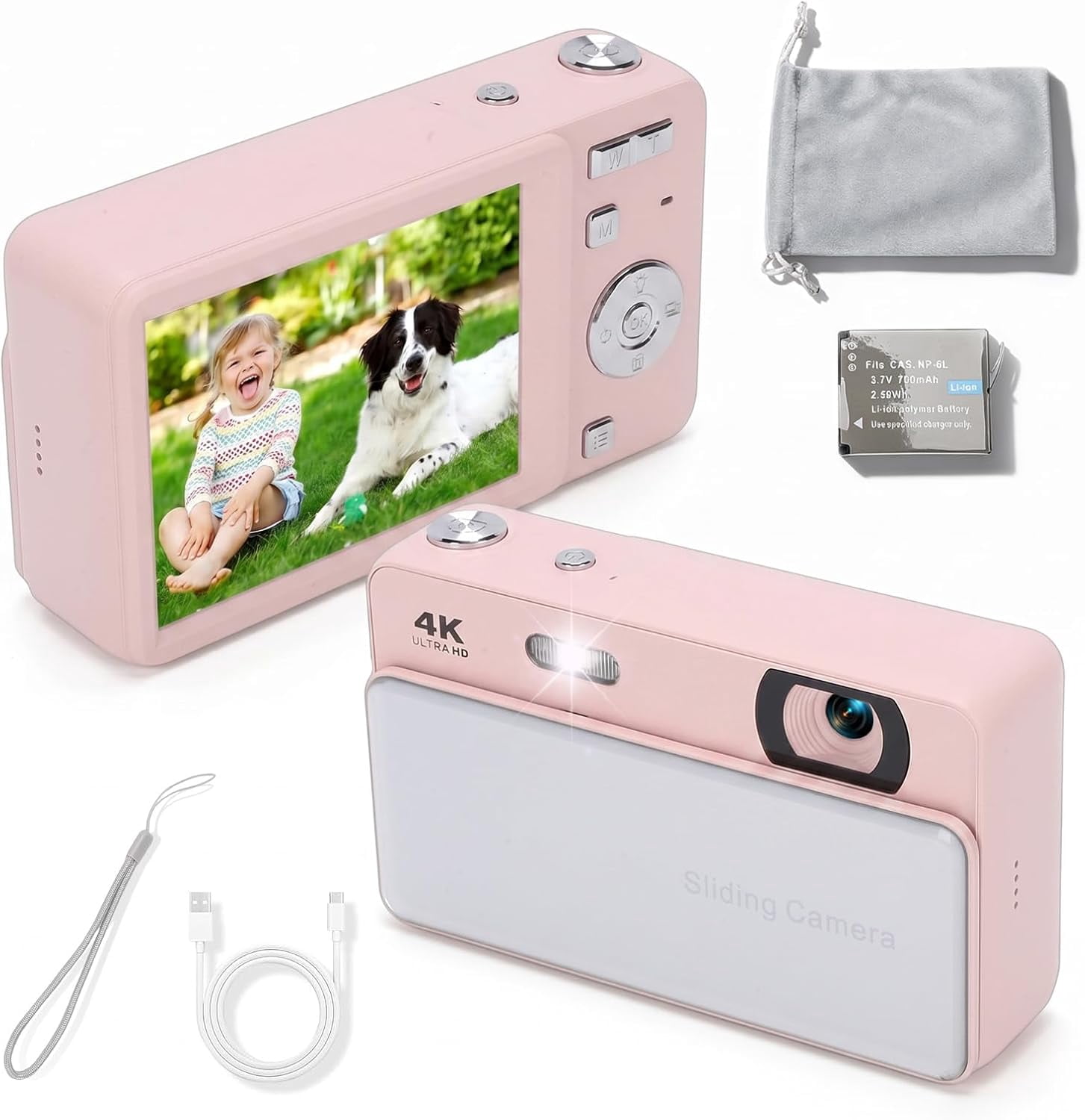 BingoYo Digital Camera, 64MP HD Autofocus 4K Retro Sliding Camera, 16X ...