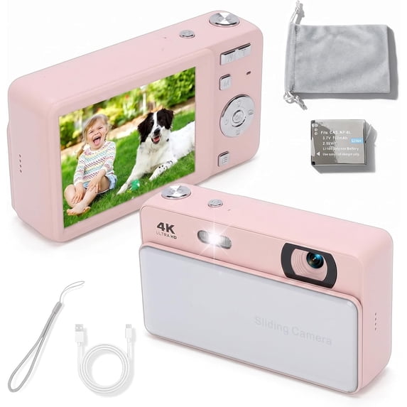 BingoYo Digital Camera, 64MP HD Autofocus 4K Retro Sliding Camera, 16X ...