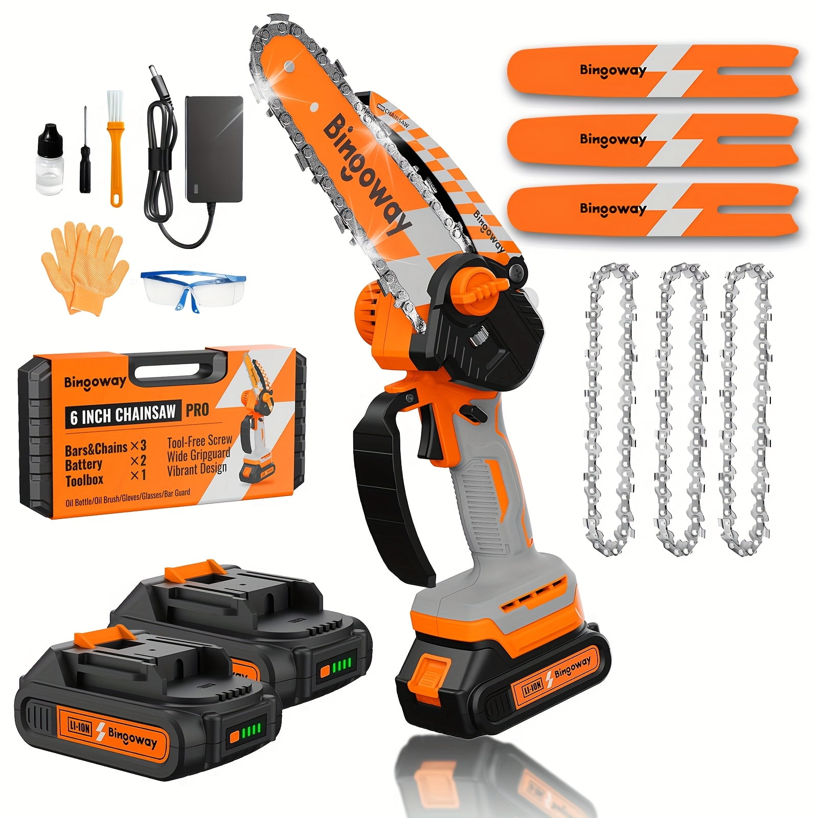 Bingoway 6 Inch Mini Chainsaw Set Plus Cordless Hand Held Saw For ...