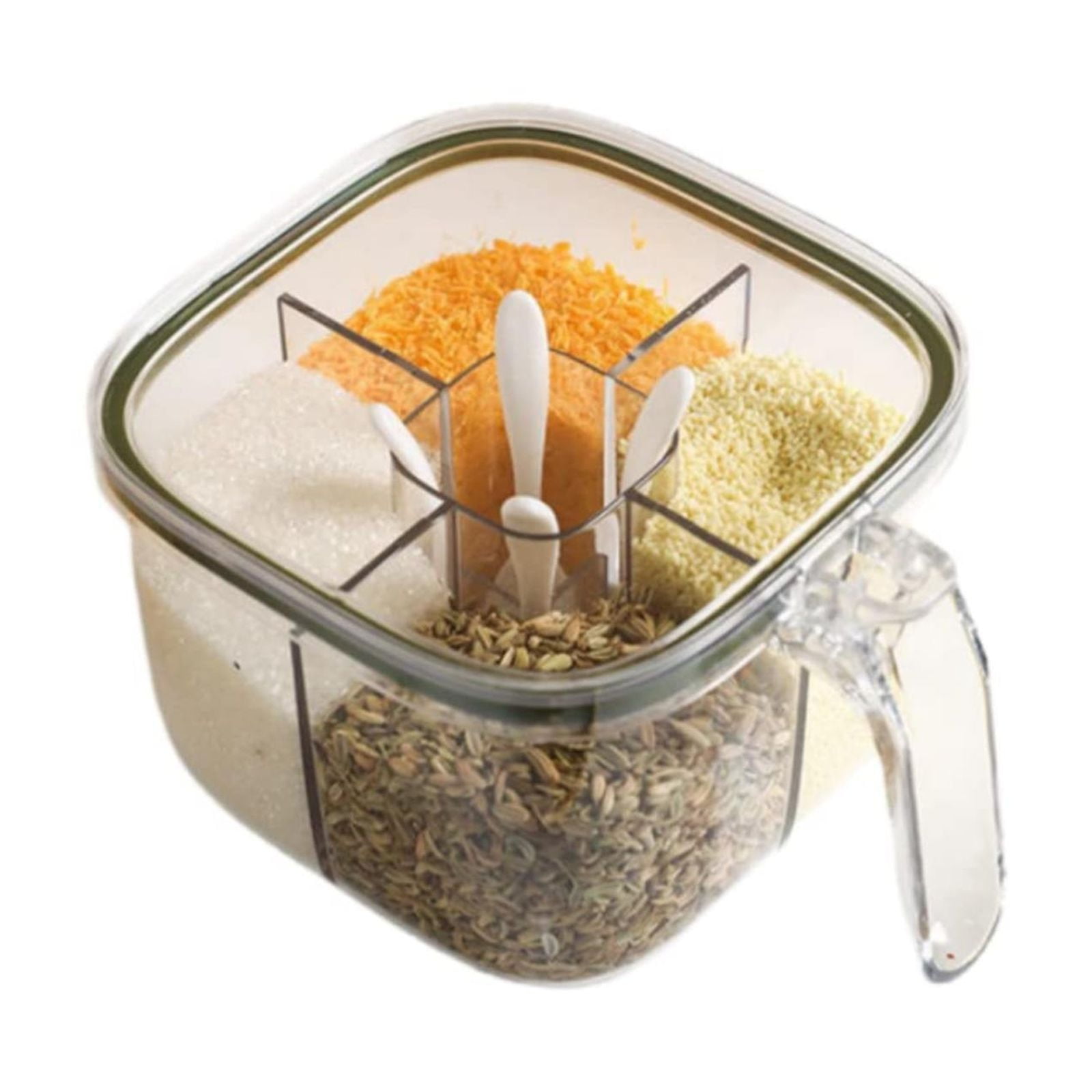 Bingweia Clear Seasoning Box 4 Compartments Sealed Seasoning Box With ...