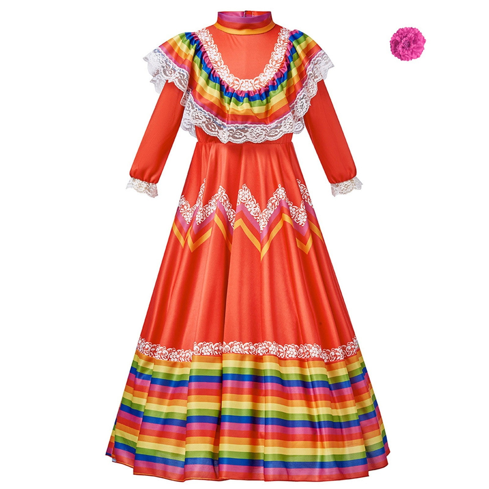 Binhe Kids Child Girls Mexican Traditional Dress National Style Long ...