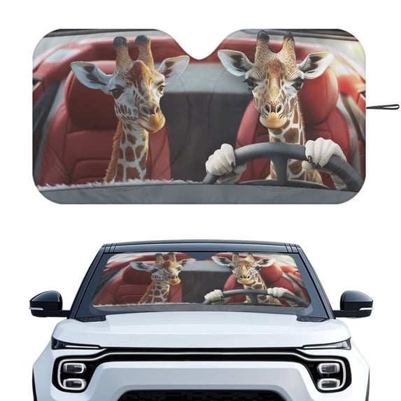 Binienty 1 PC Sun Windshield Shade For Car Funny Giraffe Sun Visor for ...