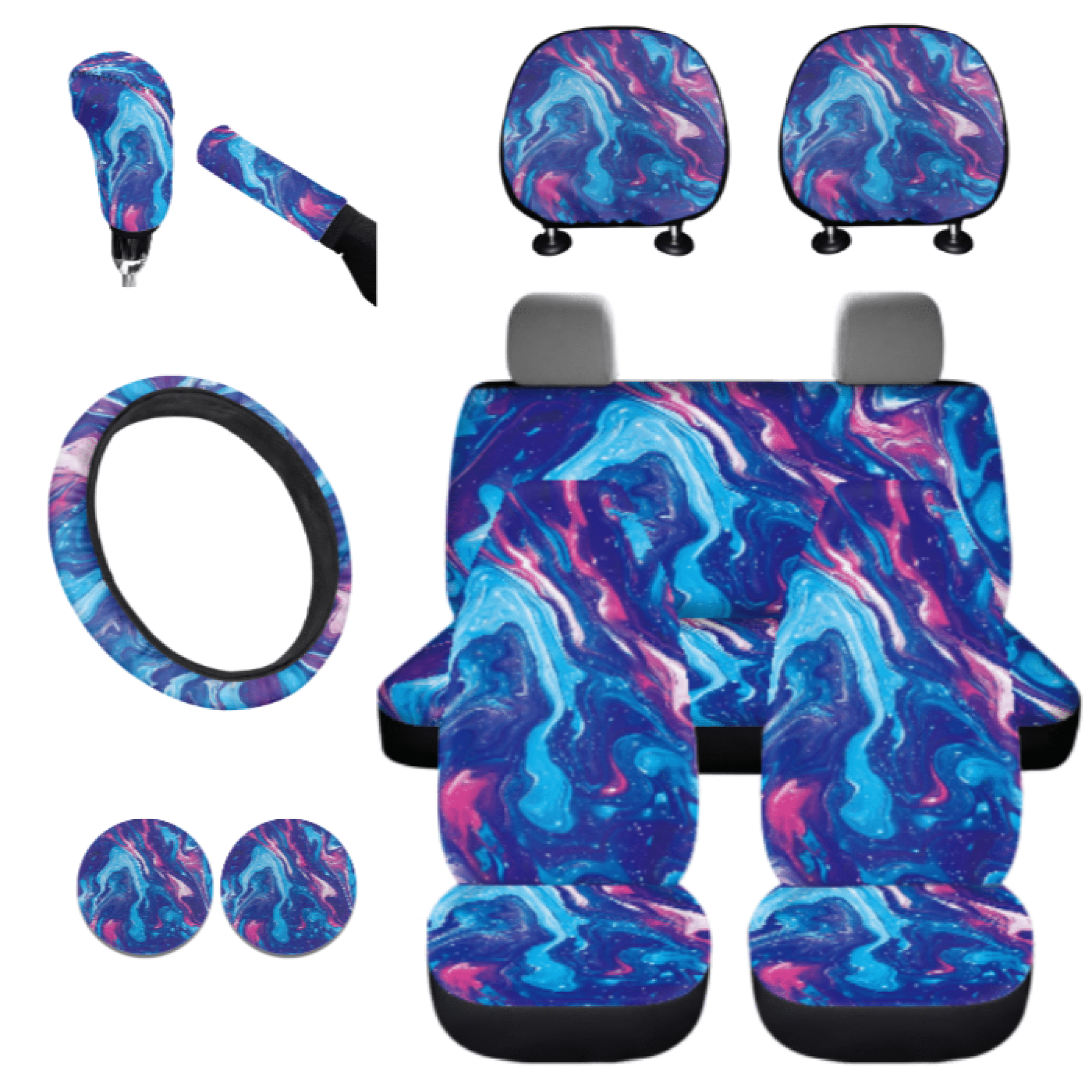Binienty 11 pcs Car Seat Cover Set, with Car Coasters Car Headrest ...