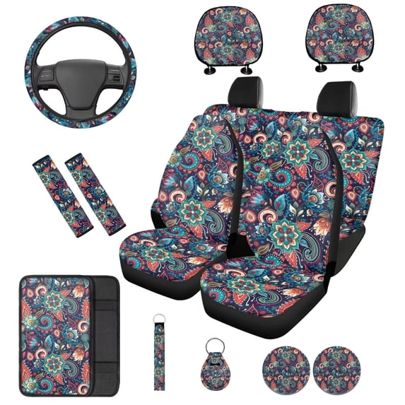 Binienty 14 Pieces Boho Car Seat Covers Full Set for Women Girly ...