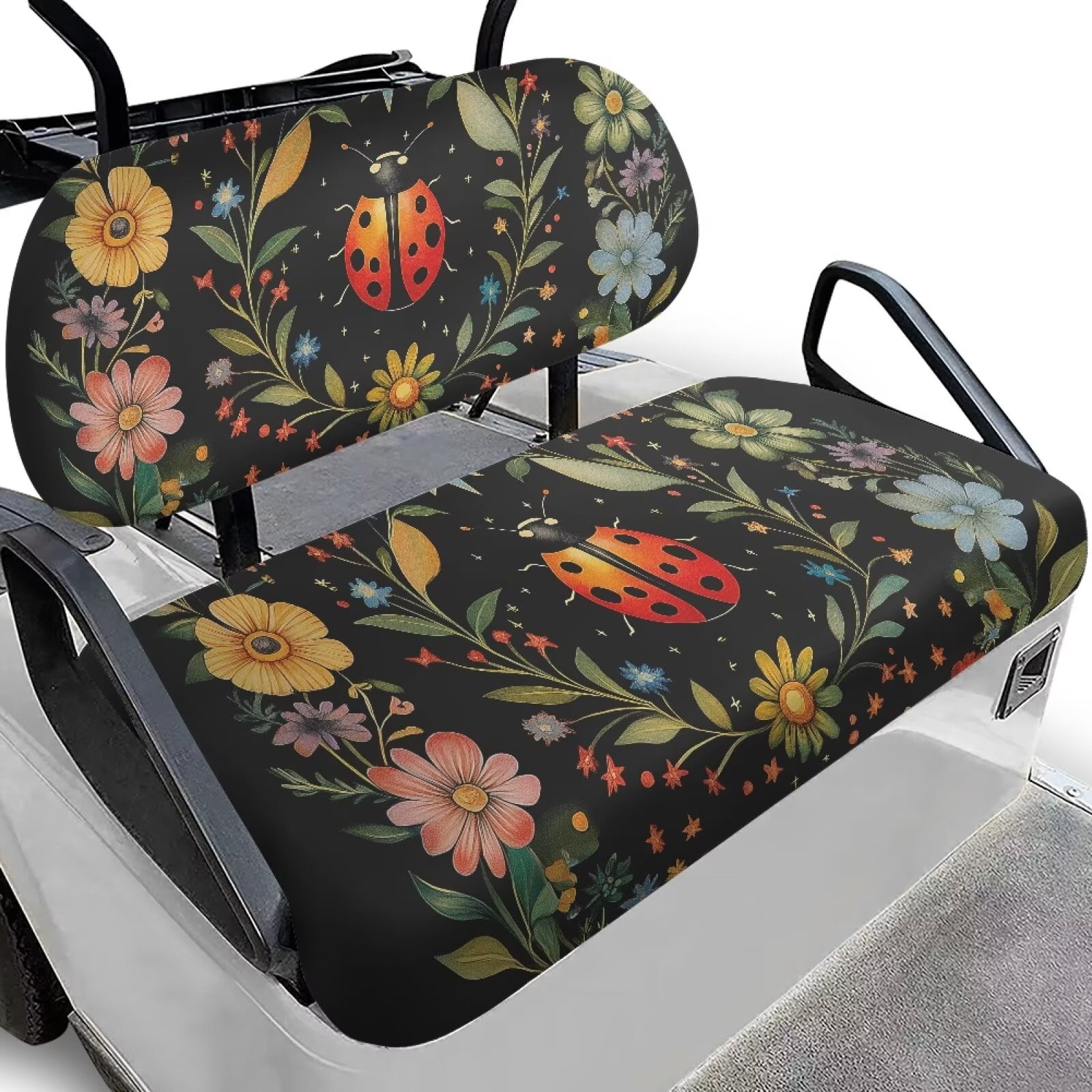 Binienty 2 Piece Golf Cart Seat Covers Floral Ladybug Club Car DS ...