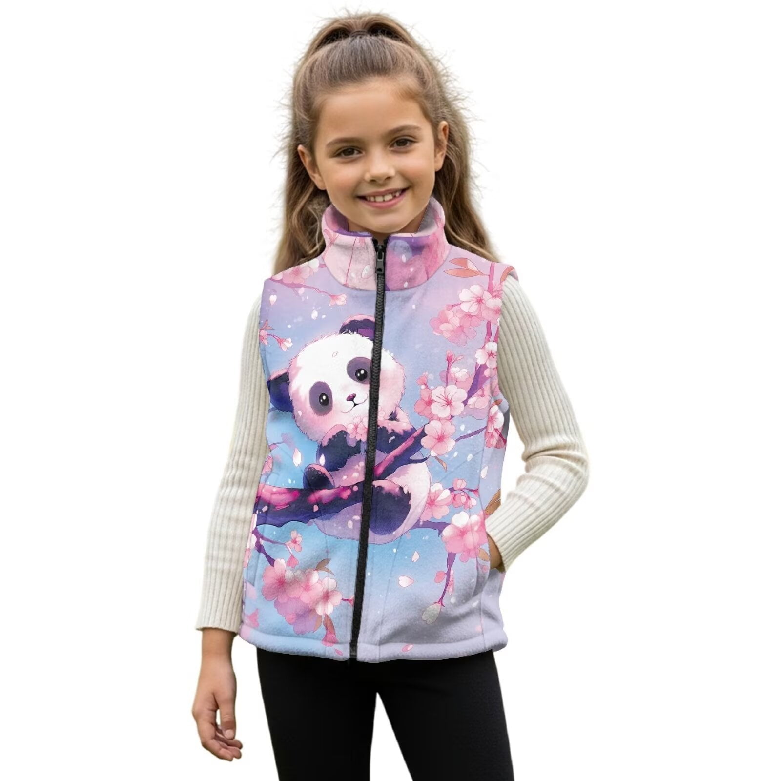 Binienty 2T Girls Vest Waistcoat Floral Panda Soft Fluffy Fuzzy Fleece ...