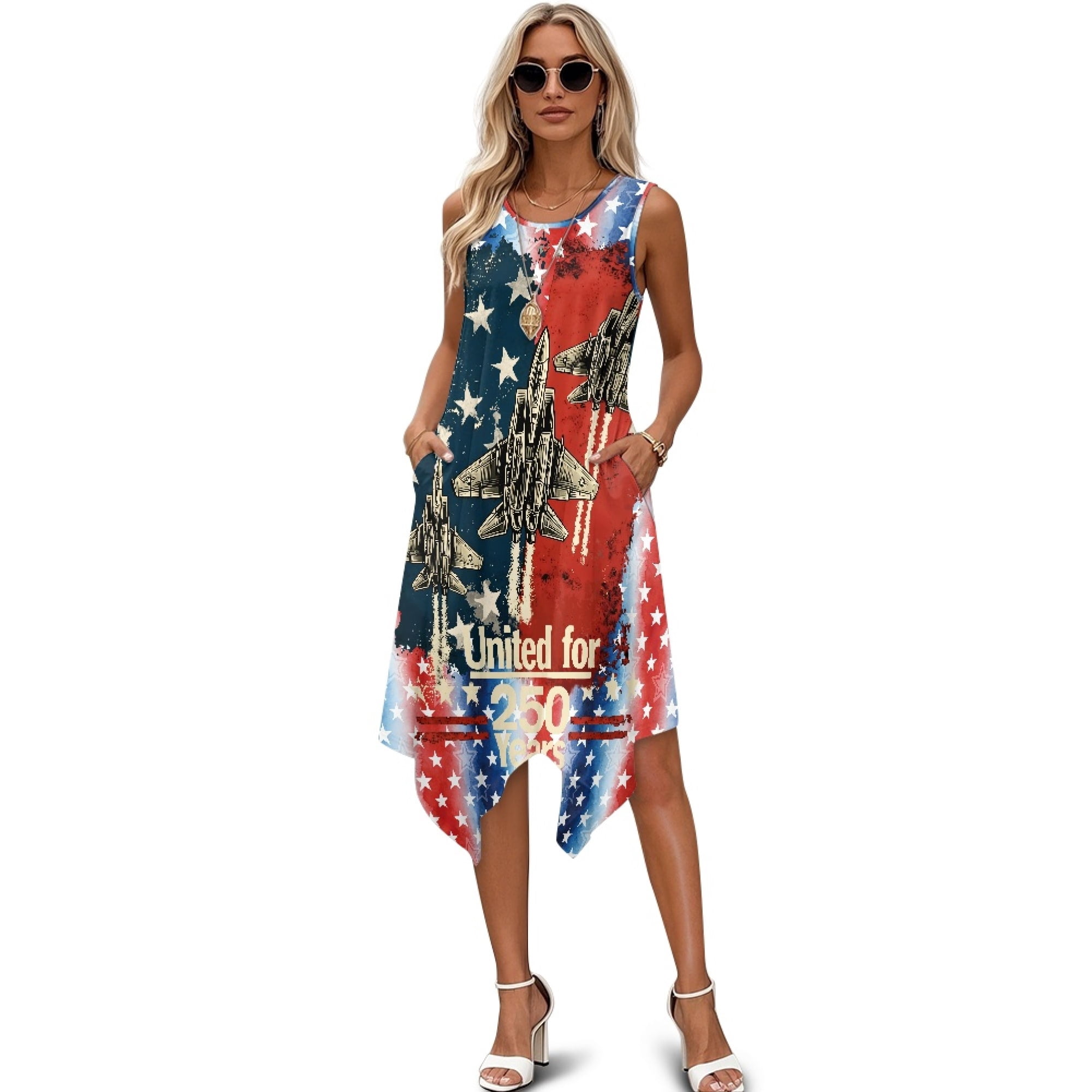Binienty 4Th of July Sleeveless Sundress Featuring United 250 Years ...