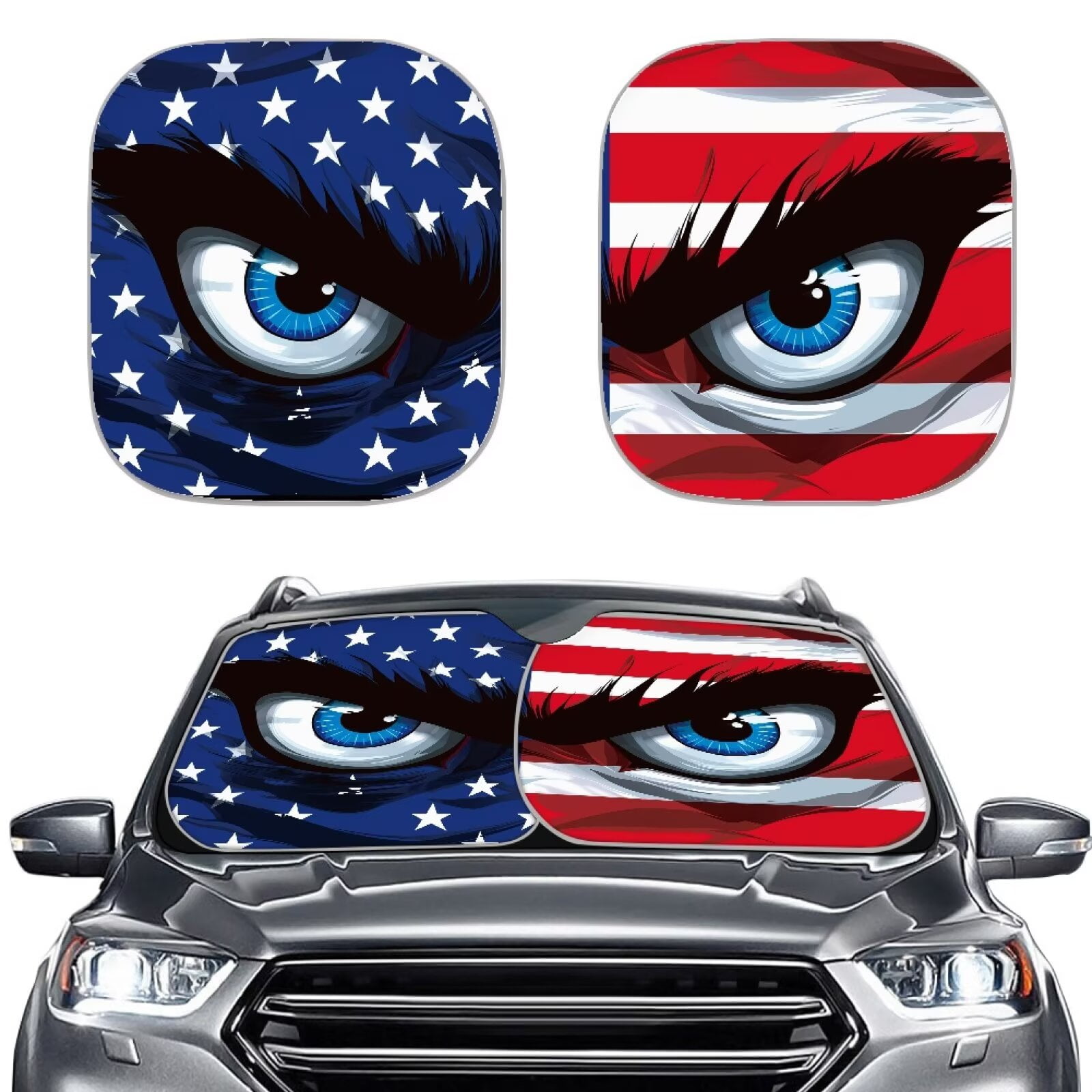 Binienty American Flag Car Windshield Sun Shade Funny Eyes Automotive ...
