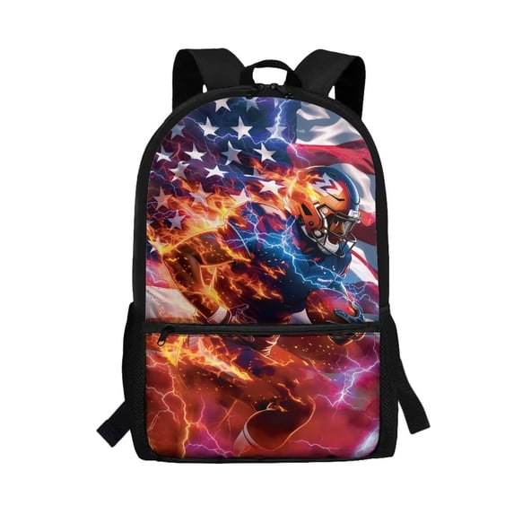 Binienty American Flag Football Print Kids Backpack 17 Inch Large ...