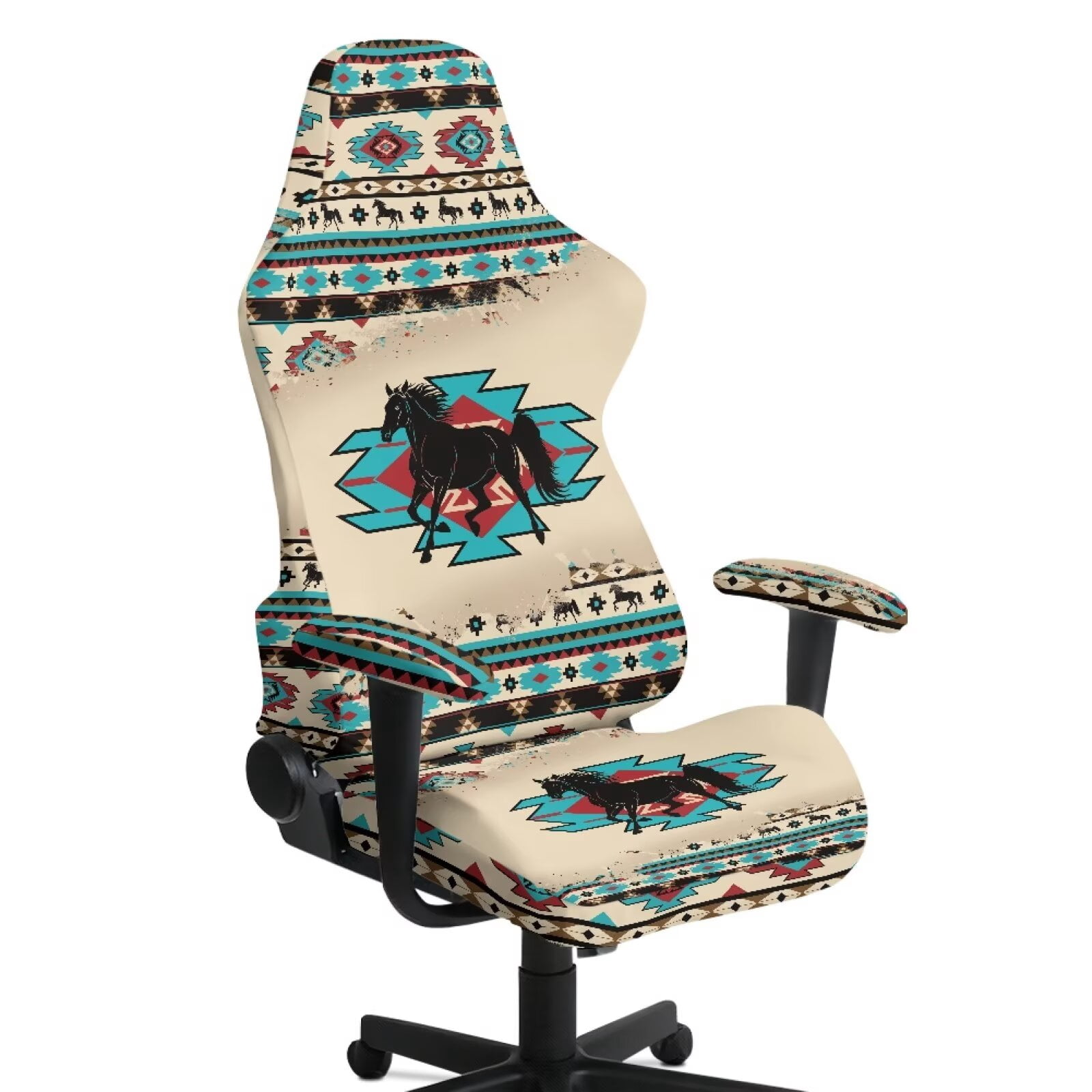Binienty Aztec Horse Computer Game Chair Cover Set of 4 Stretchable ...
