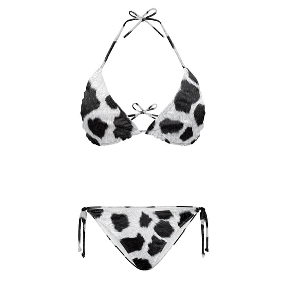 Binienty Bathing Suit, Cow Print Pattern Elastic Bikini Sets ...