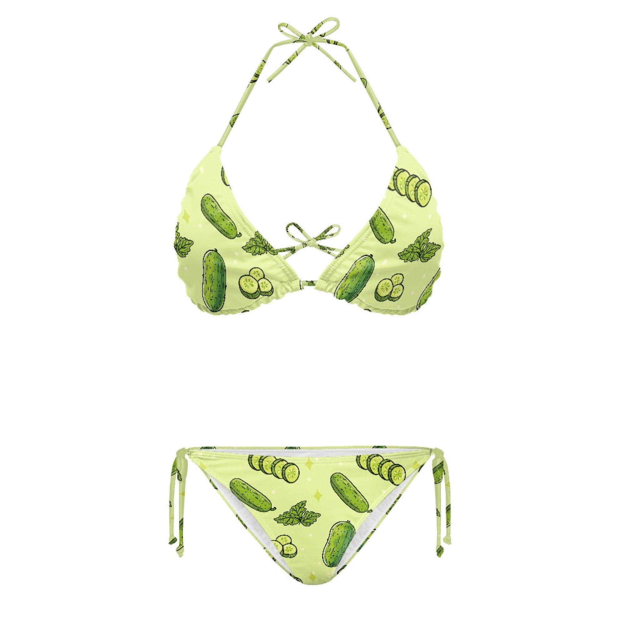 Binienty Bathing Suit, Cucumber Print Sexy Swimwear, Comfortable Plus ...