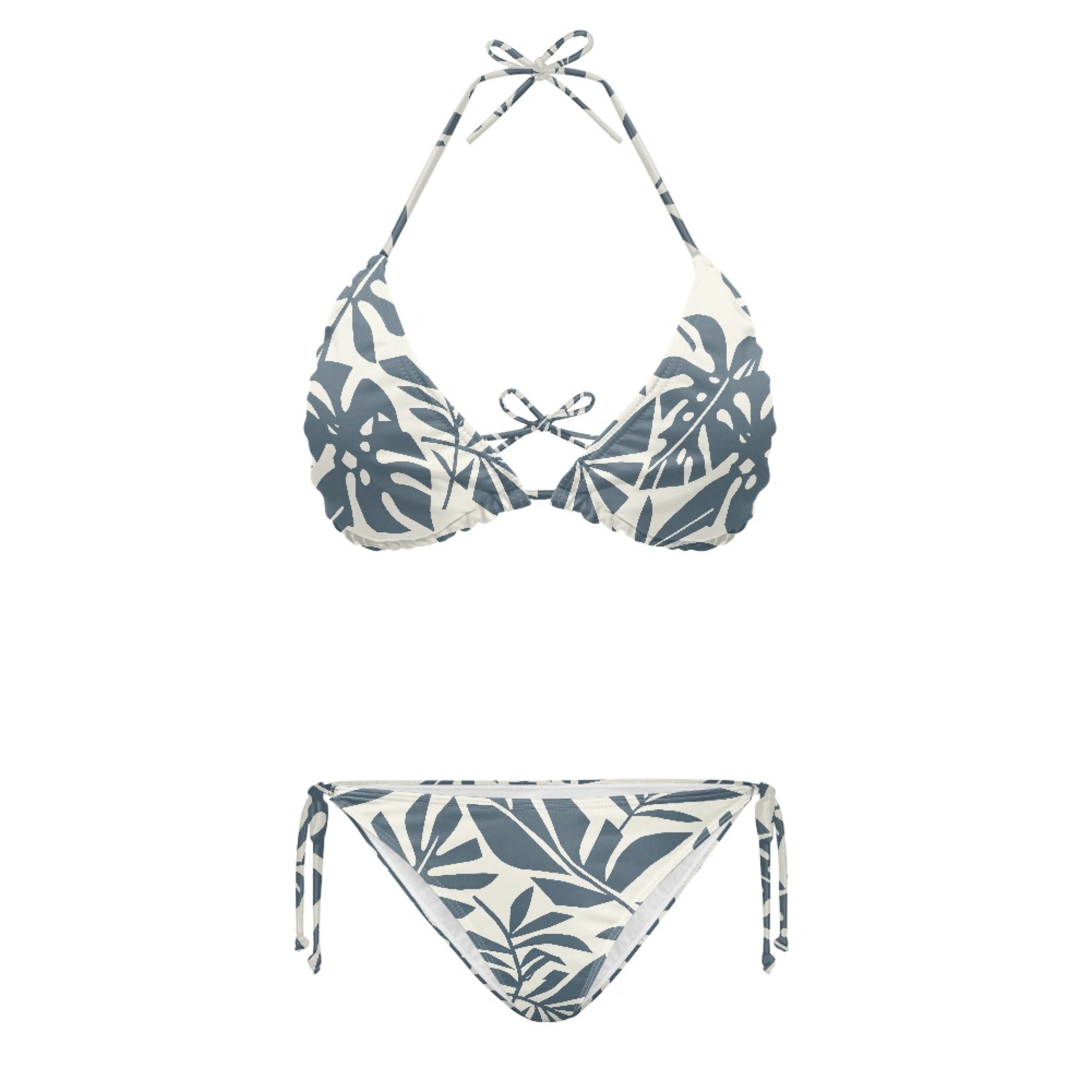 Binienty Bathing Suit Monstera Leaf Print Quick Drying Bikini Set