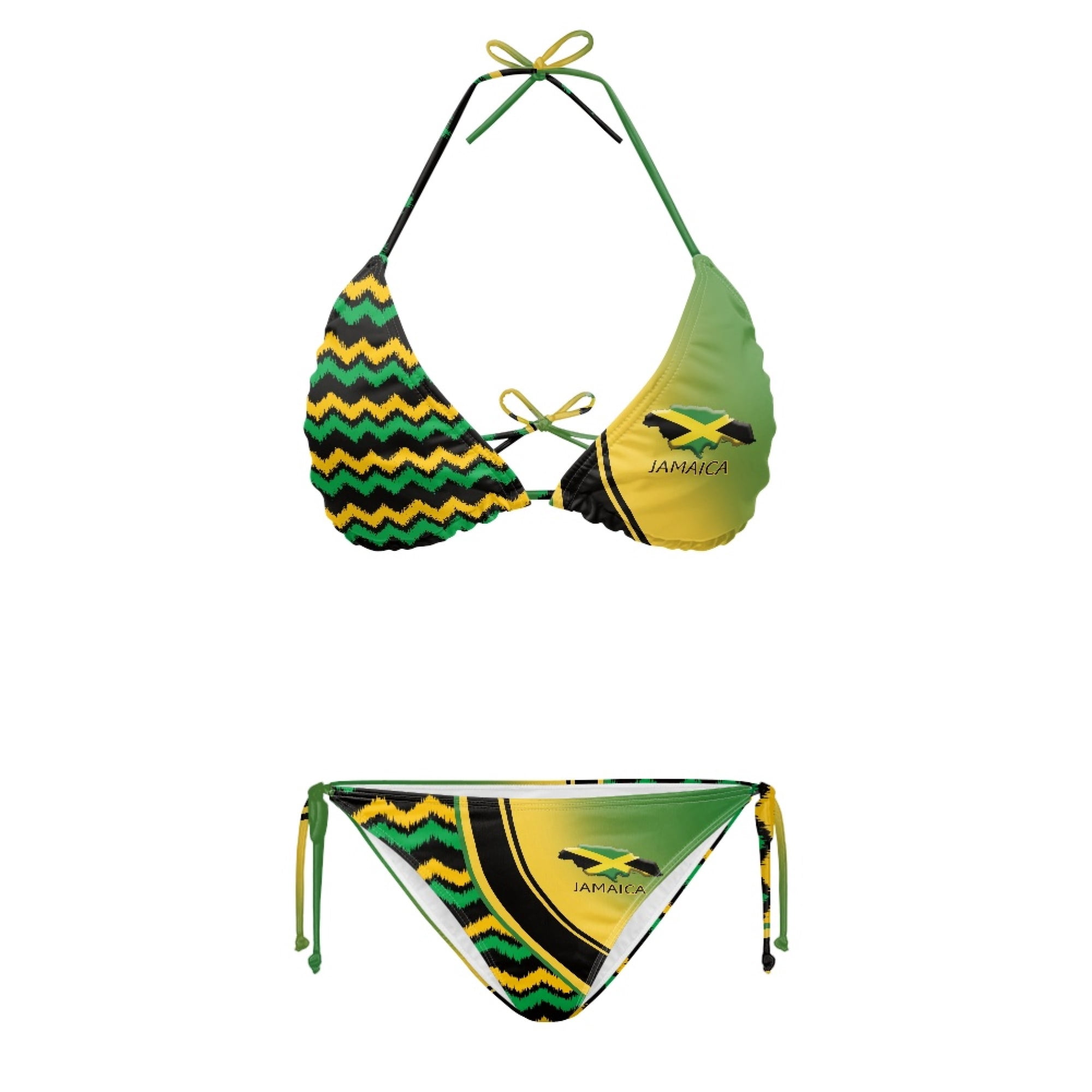 Binienty Bikini Set, Jamaica Flag Sexy Swimwear, Openwork Chest Design ...