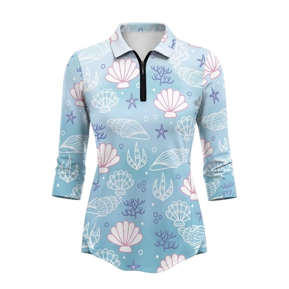 Binienty Blue Starfish Shell Women Sport Shirts 3/4 Sleeve Cloth ...