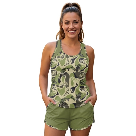 Binienty Camo Shark Print Women Summer Leisure Two Piece Swim Set ...