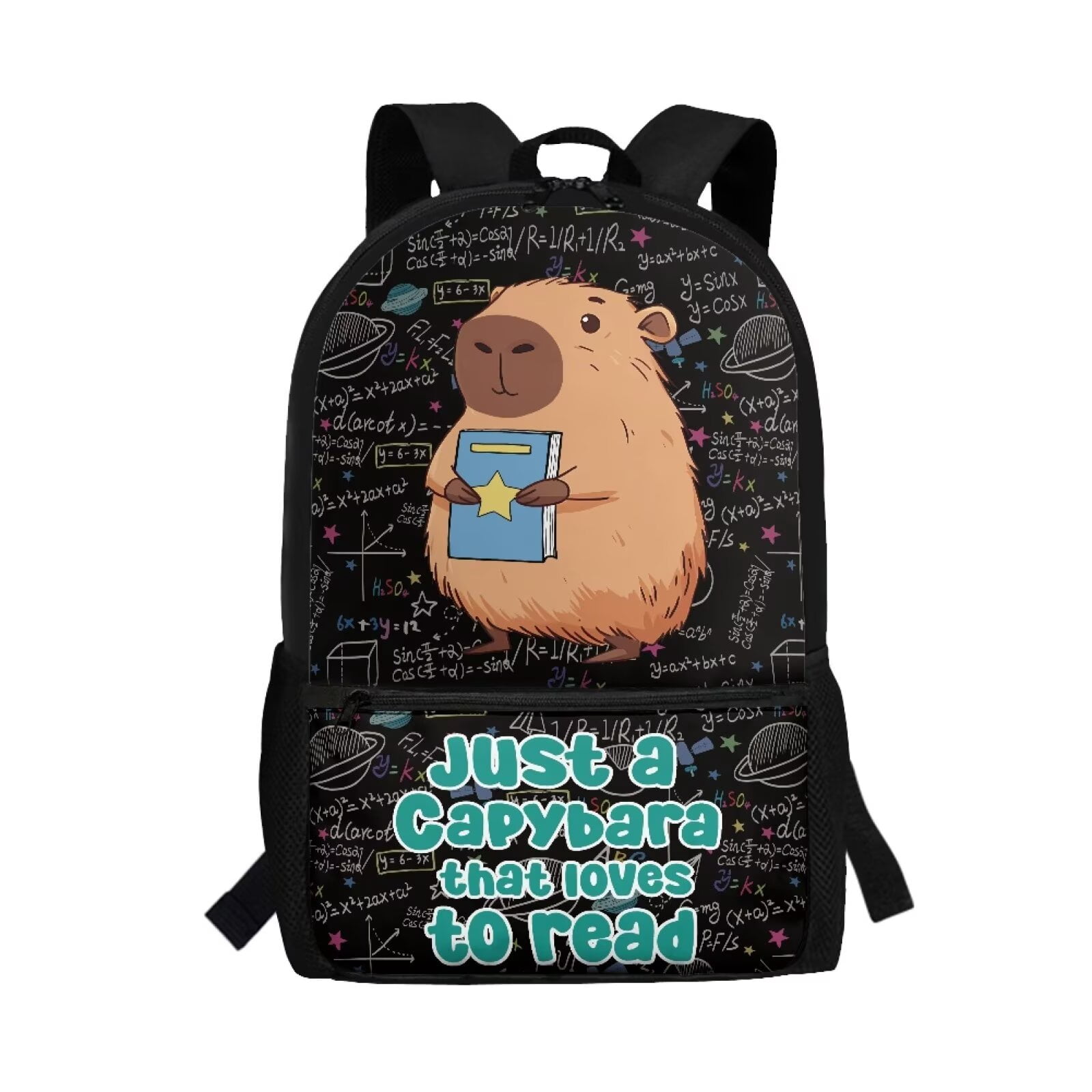 Binienty Capybara Math Print Kids School Backpack 17 Inch with Padded ...