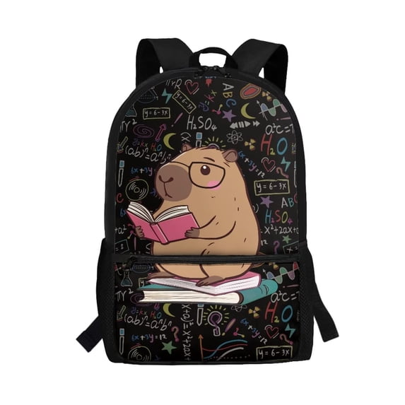 Binienty Capybara Print School Backpack for Kids 7-12 17 Inch Large ...