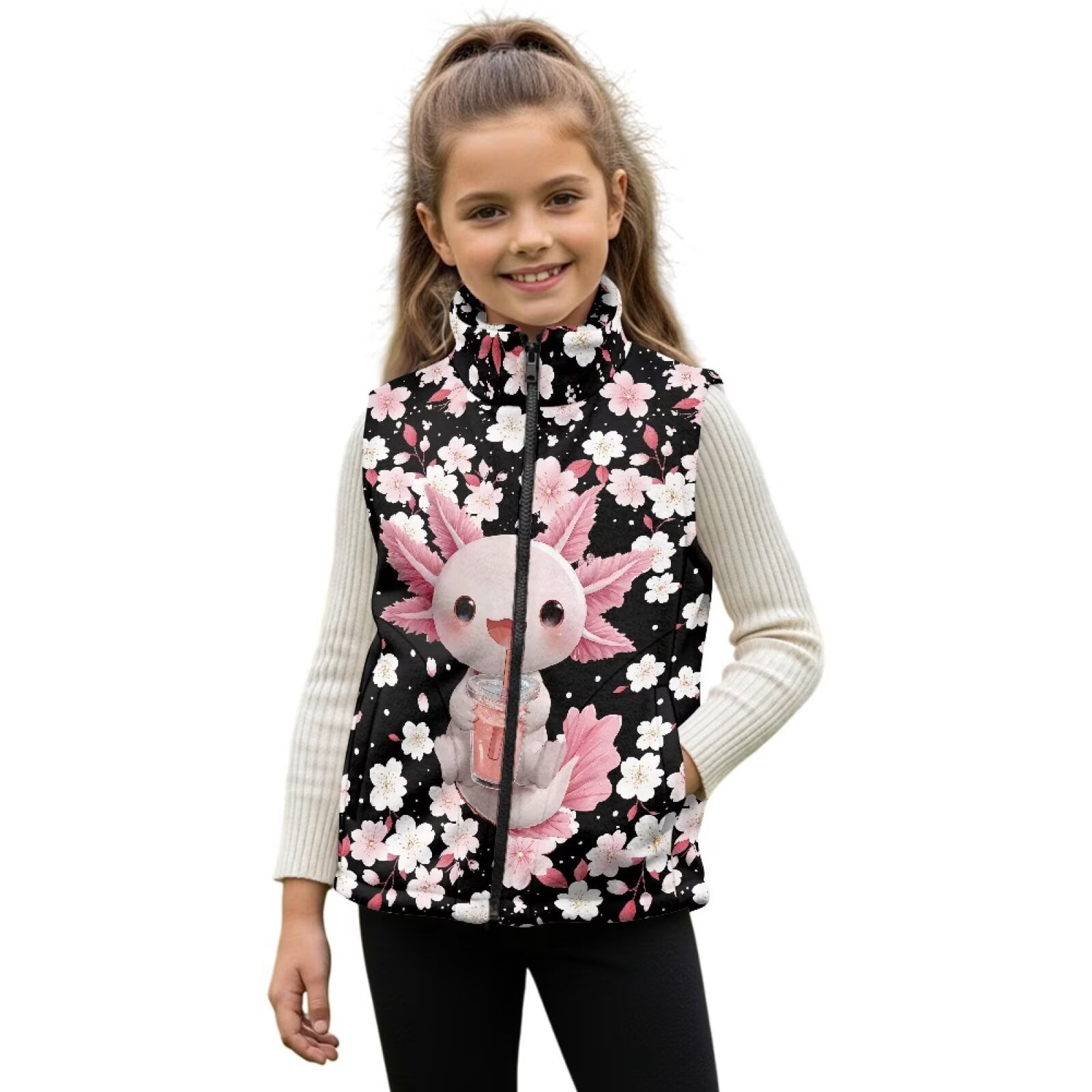 Binienty Capybara Print Vest Jacket for Girls Size 9-10 Thick Trendy ...