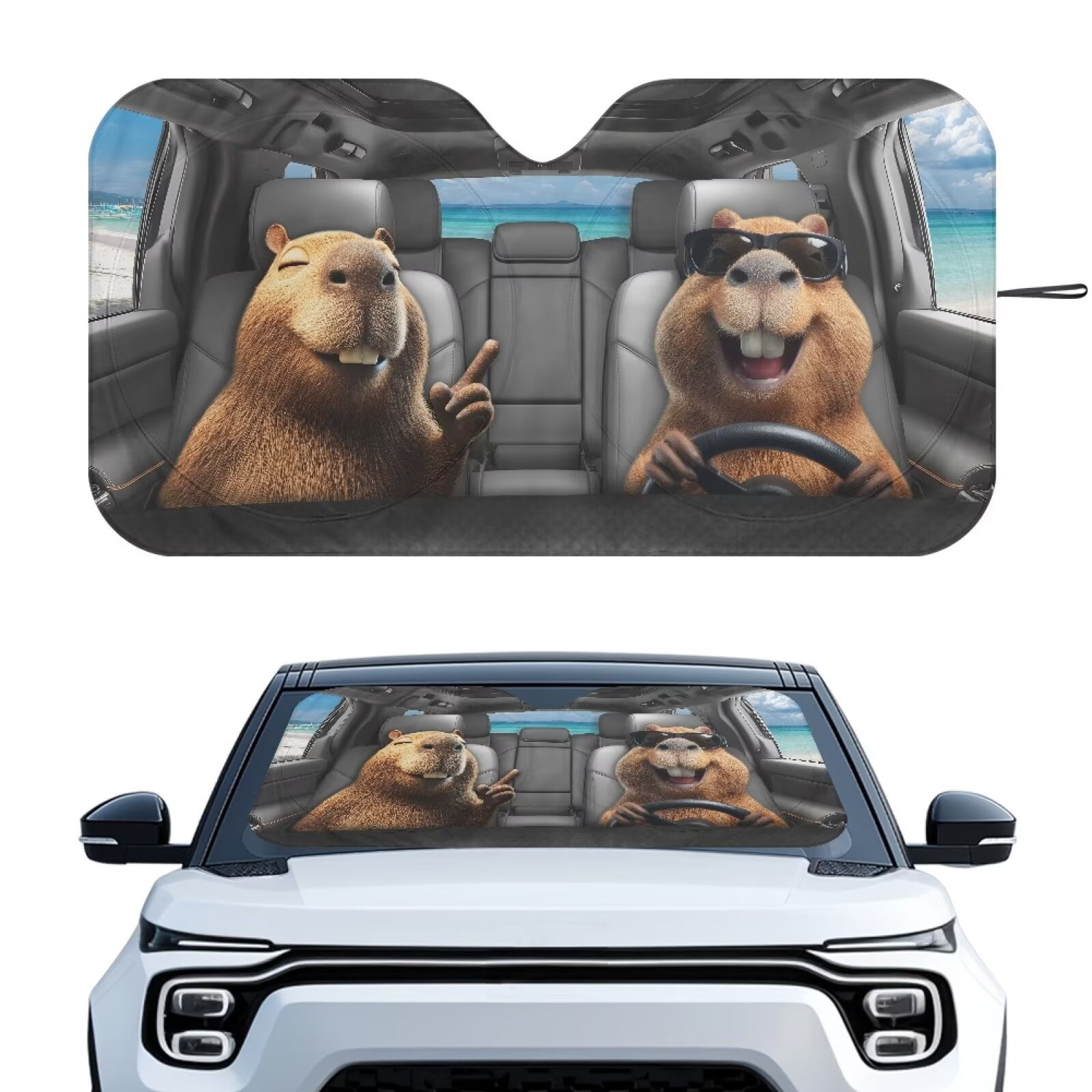 Binienty Capybare Car Sun Shade Windshield Funny Foldable Automotive ...