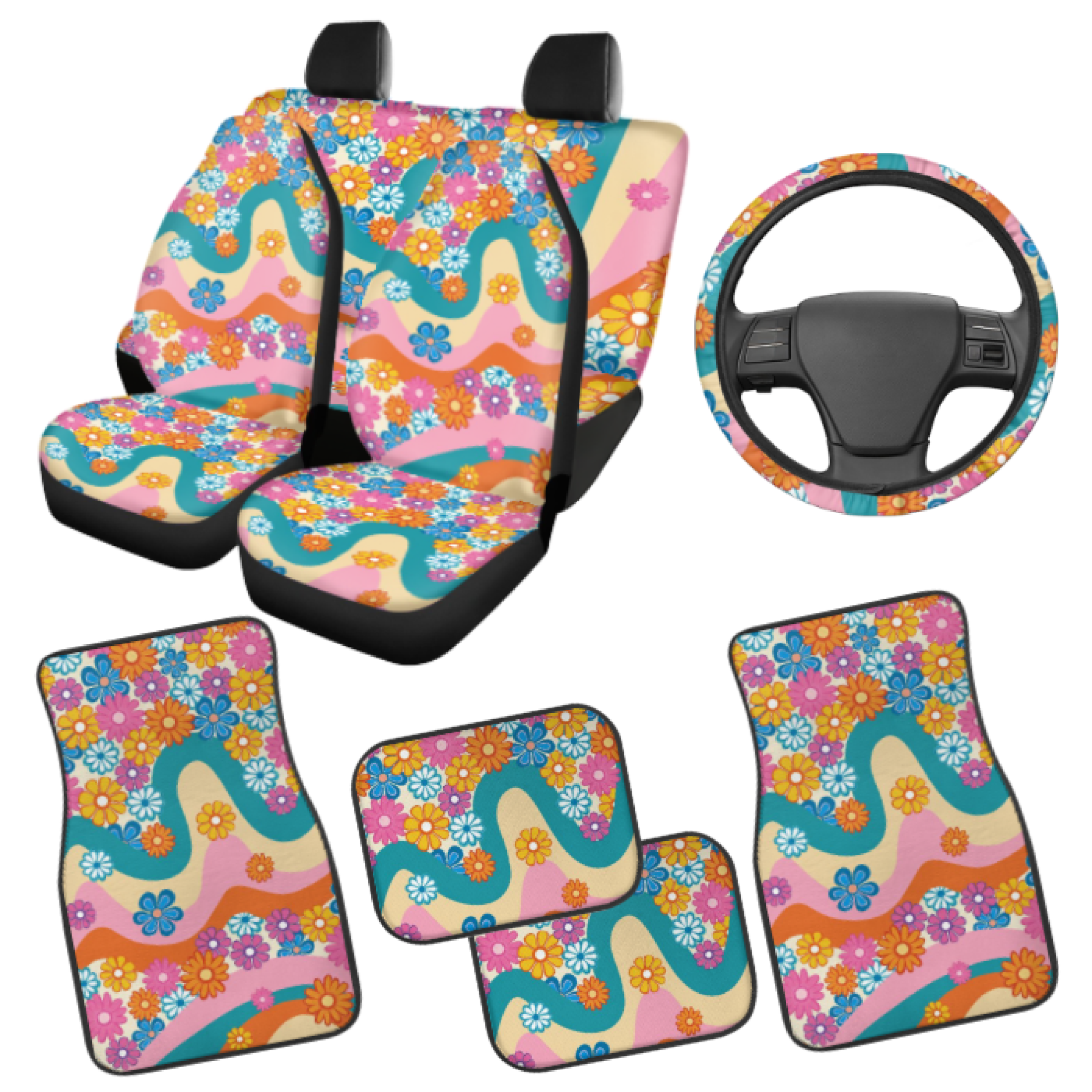 Binienty Car Interior Set, with Car Seat Covers Automotive Floor Mats ...