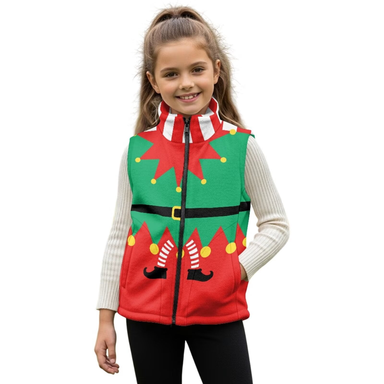 Binienty Christmas Santa Claus Vest Jacket for Girls Size 7-8 Casual ...