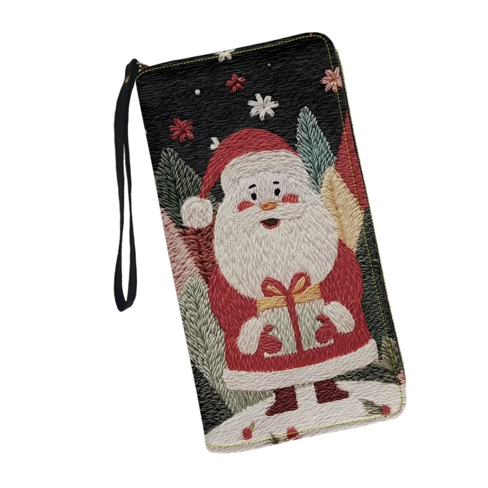 Binienty Christmas Wallet for Women Santa Claus Wristlet Wallet Large ...