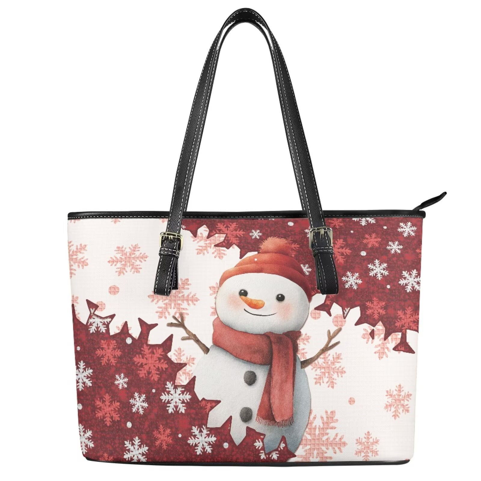 Binienty Christmas Womens Handbags Tote PU Leather Snowman Tote Purses ...