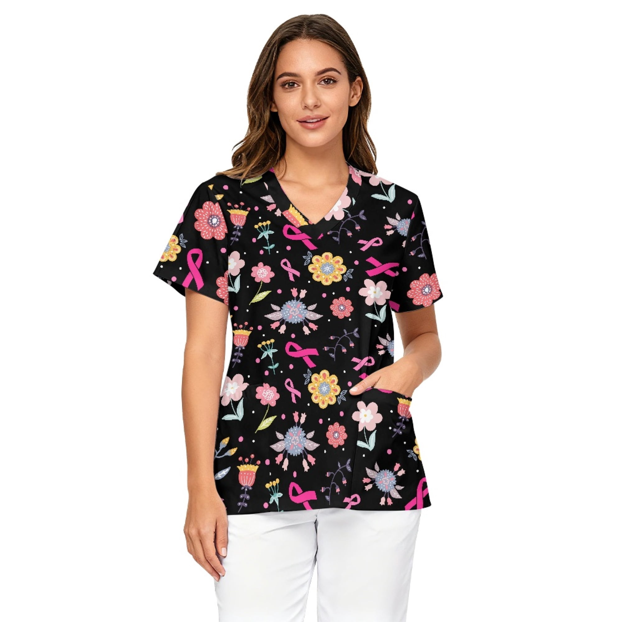 Binienty Clinical Scrub Top for Nurses, Soft V Neck Scrub Top, Short ...