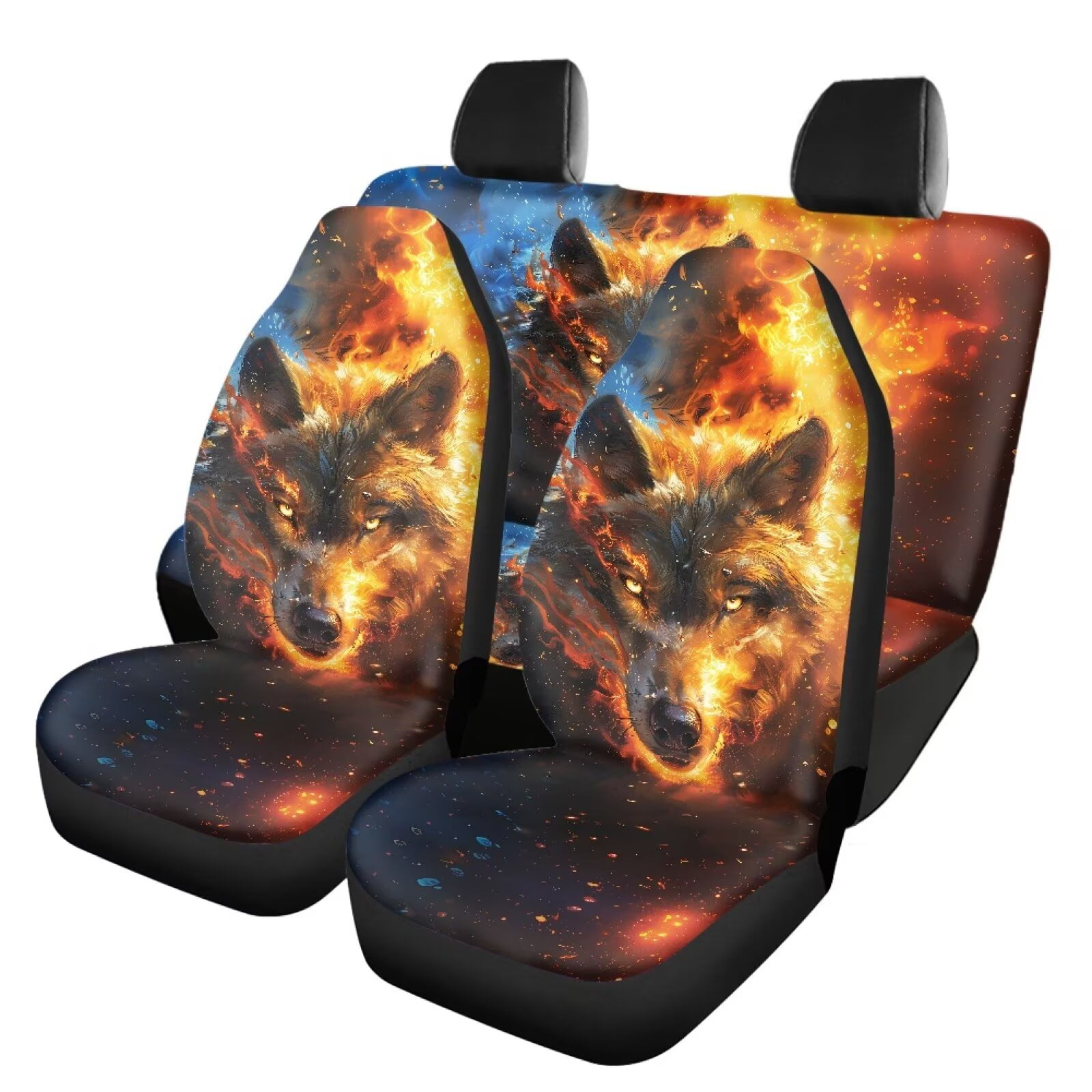 Binienty Cool Wolf Automotive Seat Cover, Front Seat Covers with ...