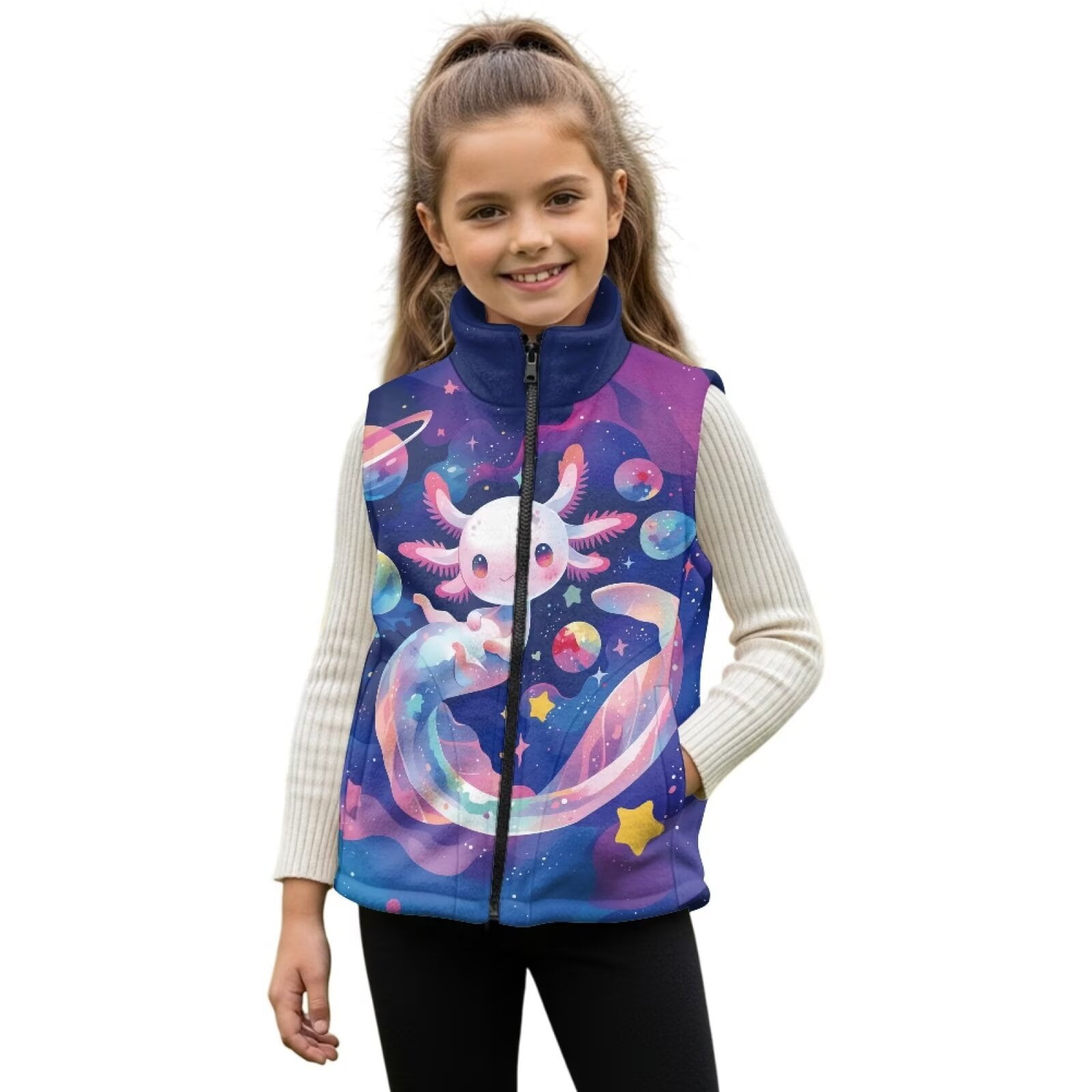 Binienty Cute Axolotl Whale Vest Jacket for Girls Size 9-10 Thick ...