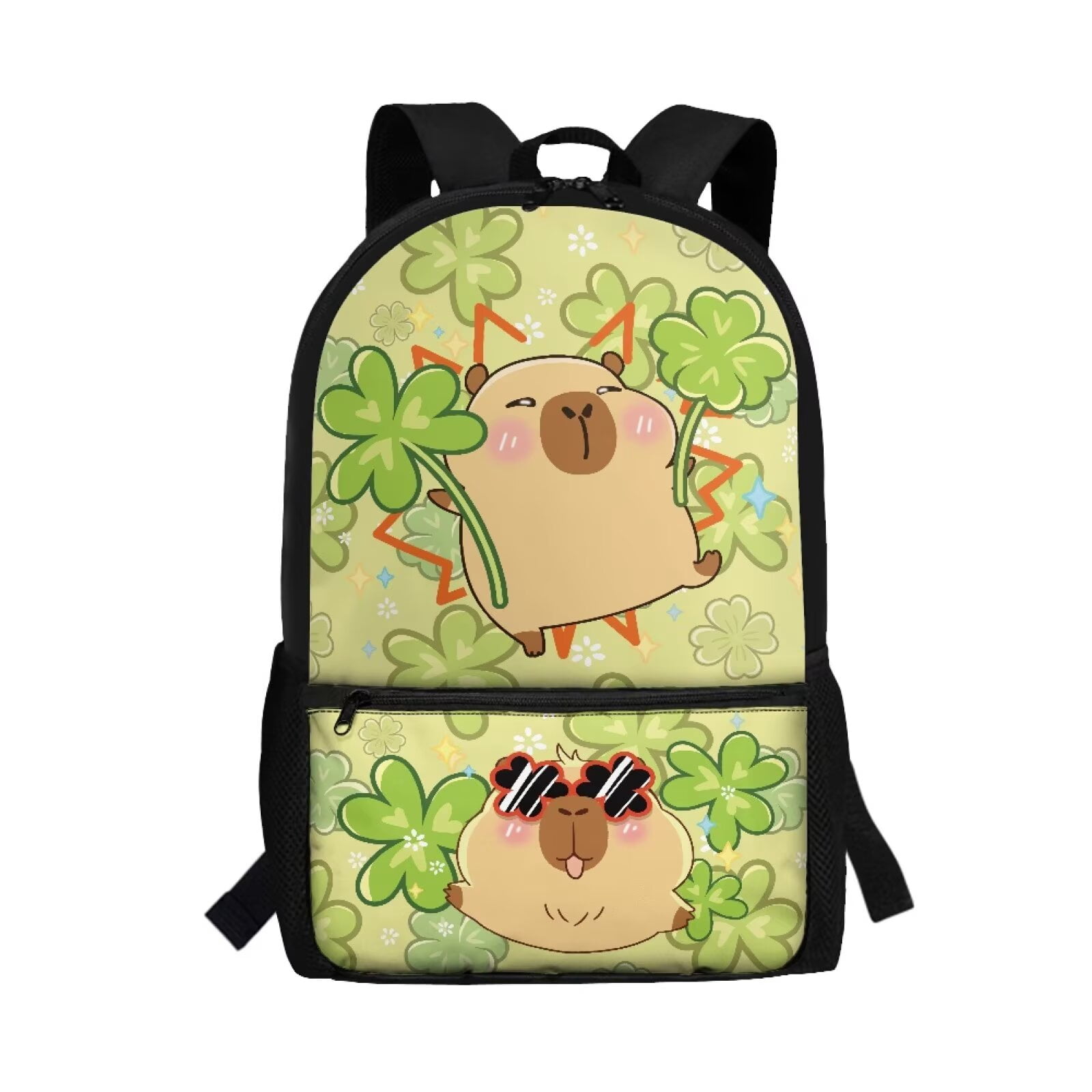 Binienty Cute Capybara Clover Print School Backpack for Kids 6-14 17 ...