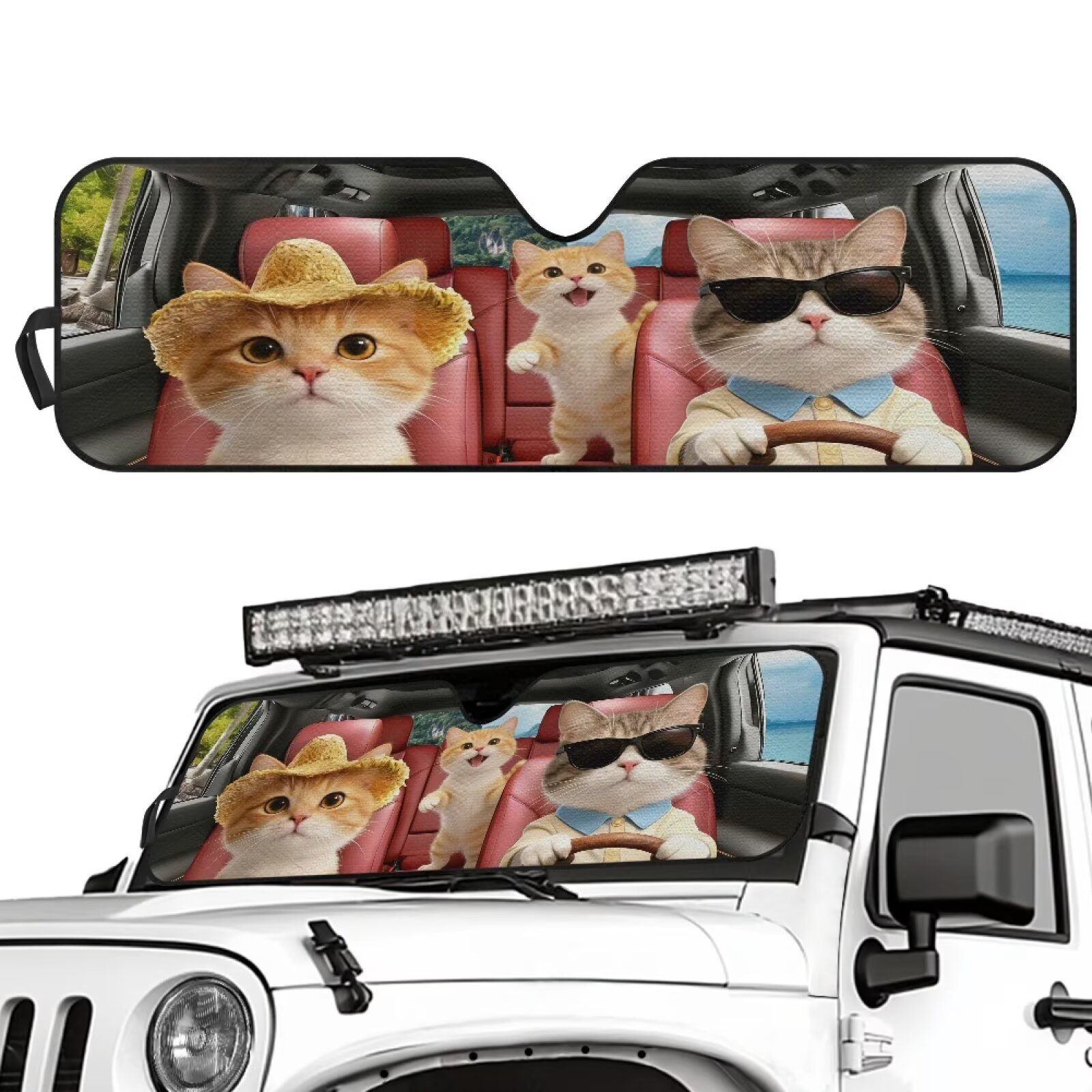 Binienty Cute Cat Sun Shade For Car Windshield Compatible with Jeep ...