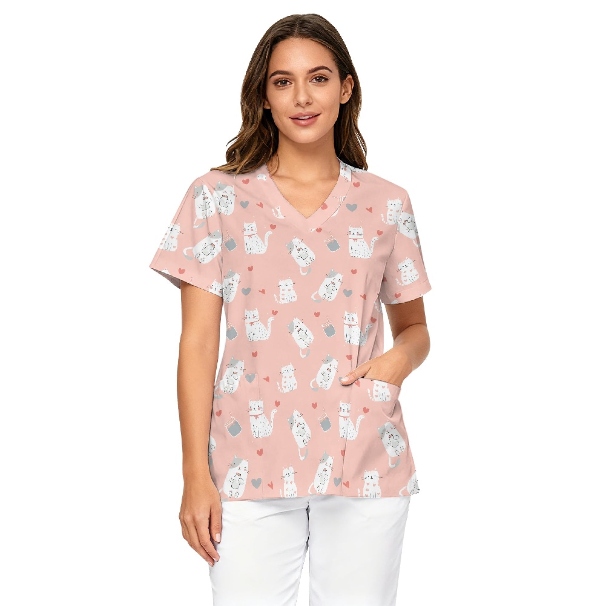 Binienty Cute Cats Nursing Shirt for Healthcare Workers Breathable ...