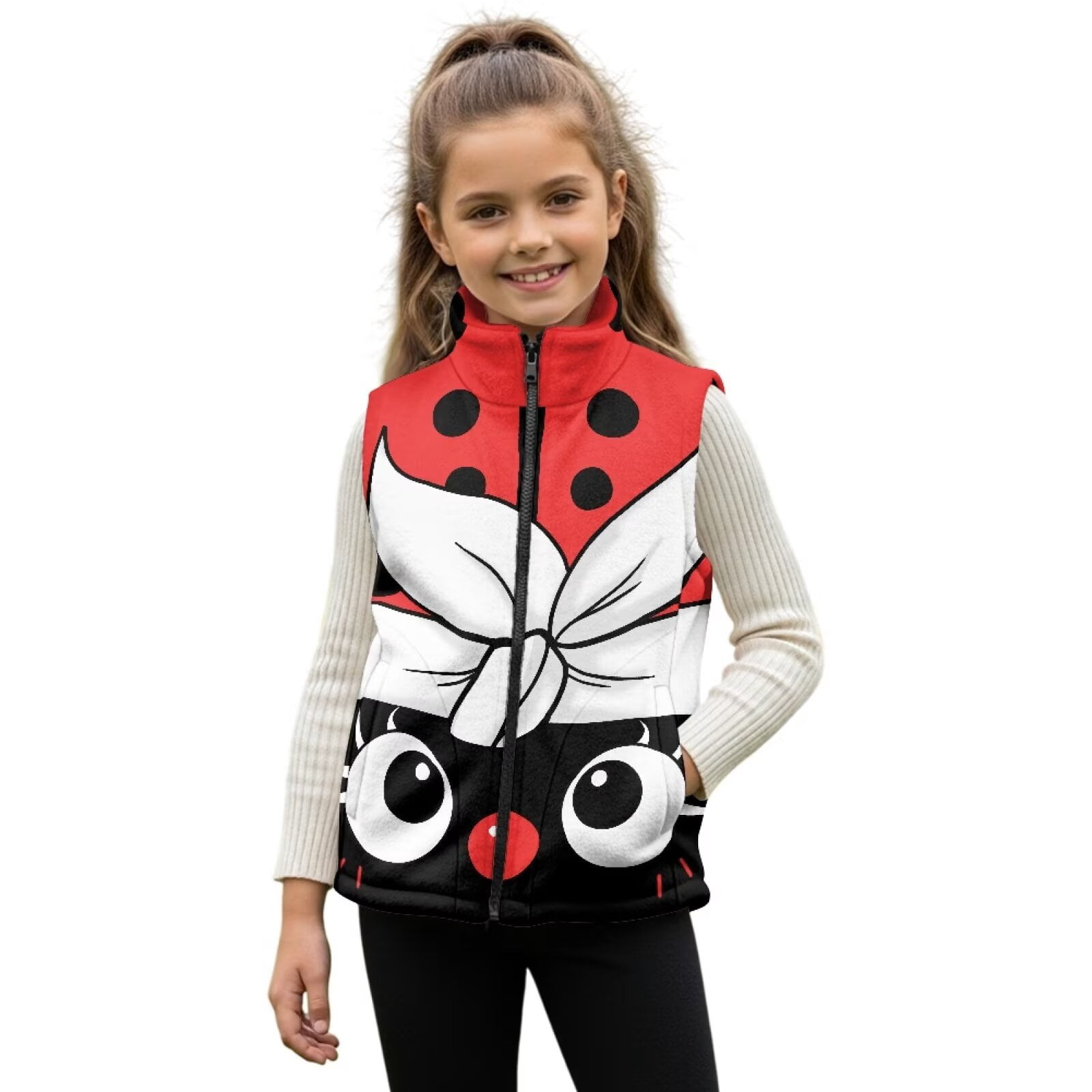 Binienty Cute Ladybug Girls' Outwear Vests Thick Fuzzy Fluffy Vest ...