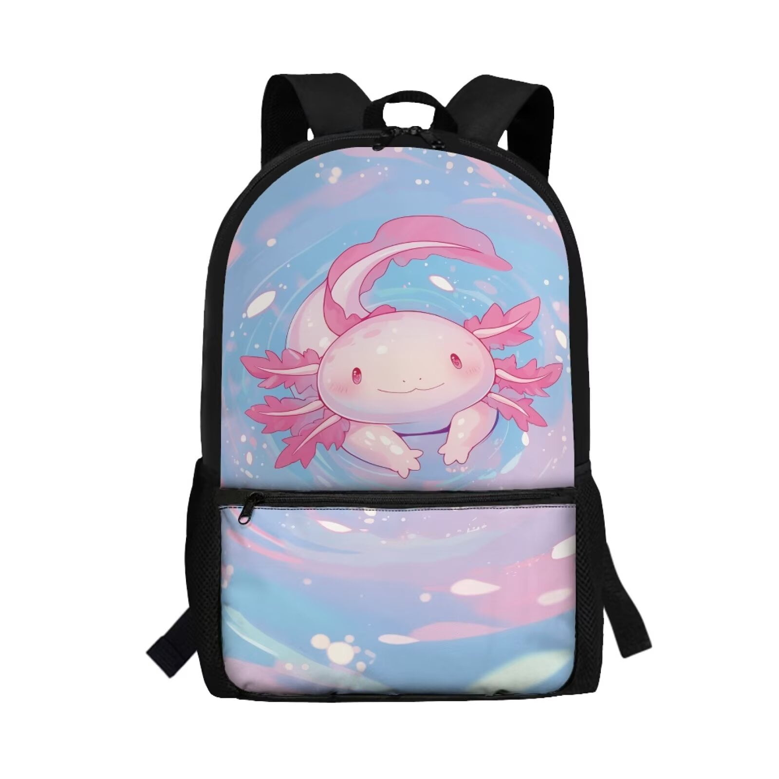 Binienty Cute Pink Axolotl Kids Backpack 17 Inch Large Capacity School ...