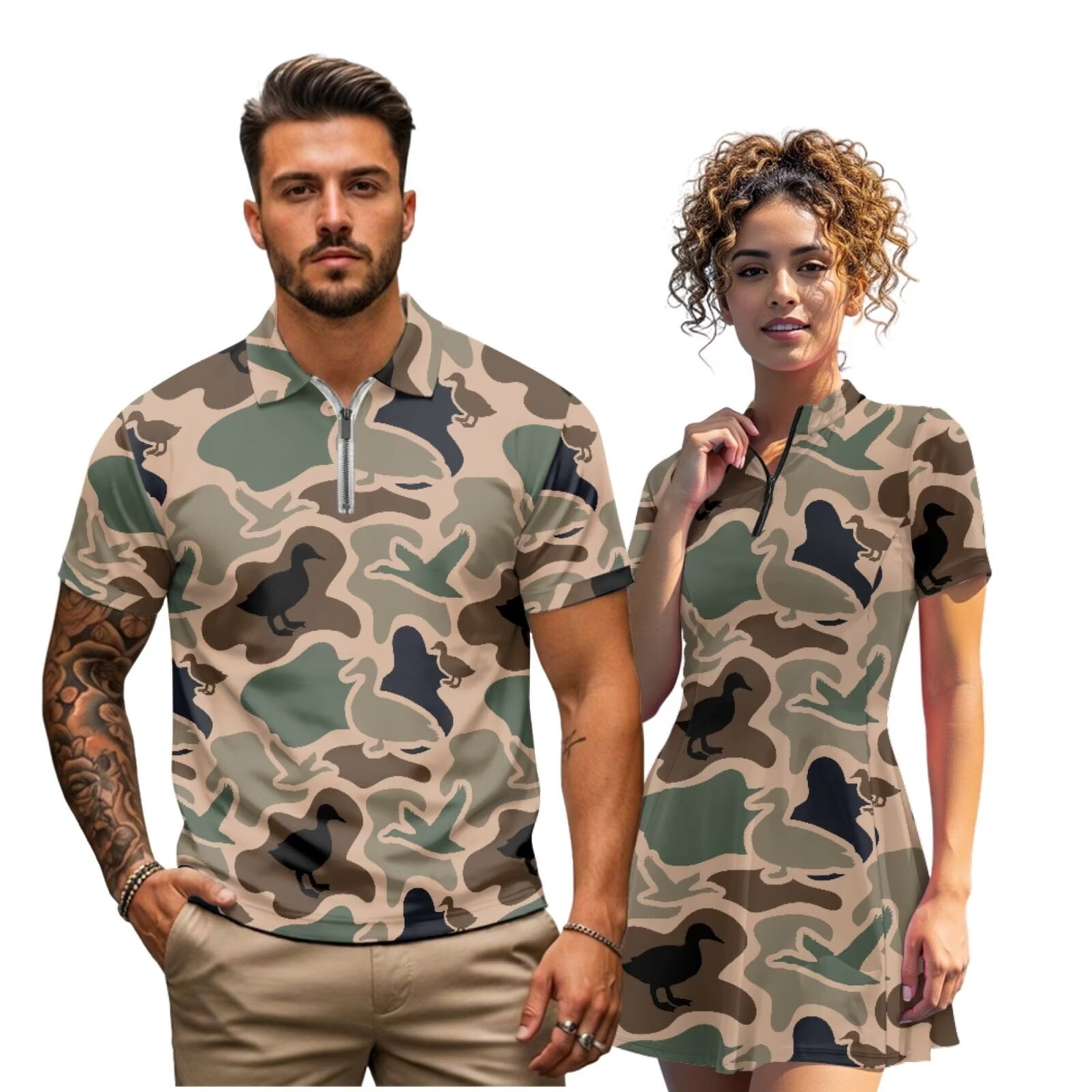 Binienty Duck Camo His and Hers Matching Outfits Classic Fit Short ...