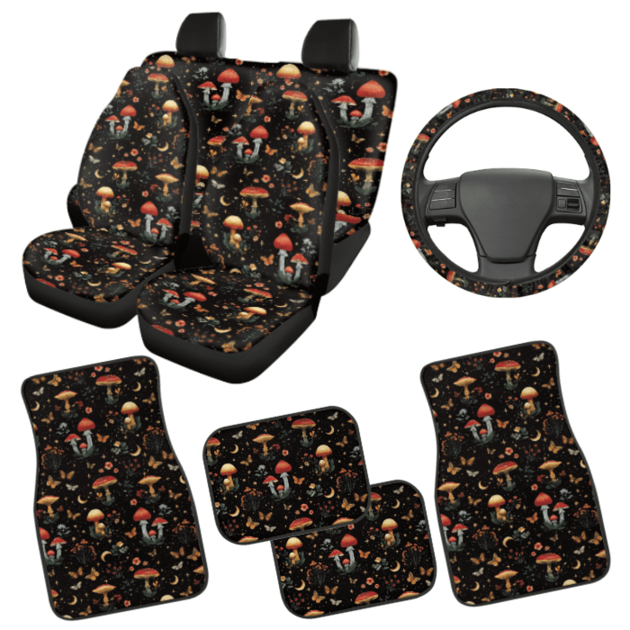 Binienty Enchanted Mushroom Forest Car Interior Set, with Car Floor ...