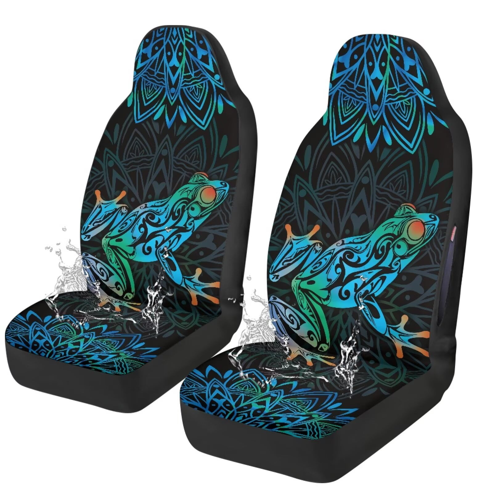 Binienty Floral Frog Car Front Seat Covers Waterproof Boho Mandala Auto ...
