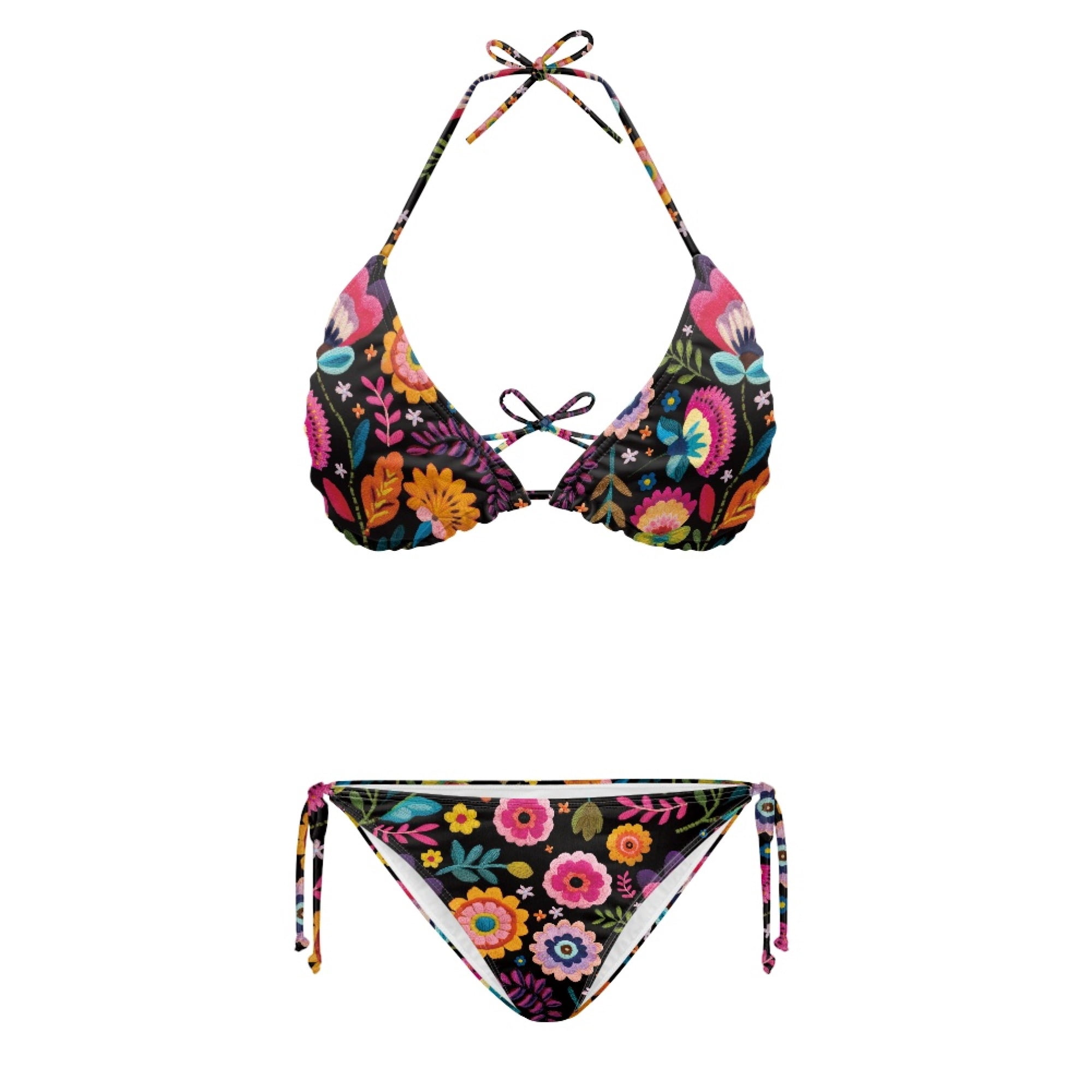 Binienty Flowers Pattern Swimwear, Elastic String Bikini Set Drawstring ...